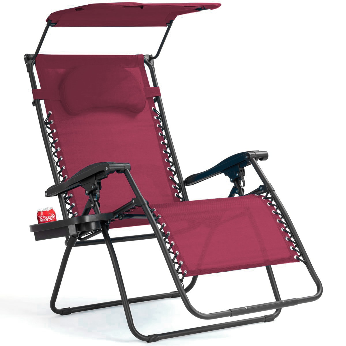 Costway Folding Recliner Zero Gravity Lounge Chair with Shade Canopy ...