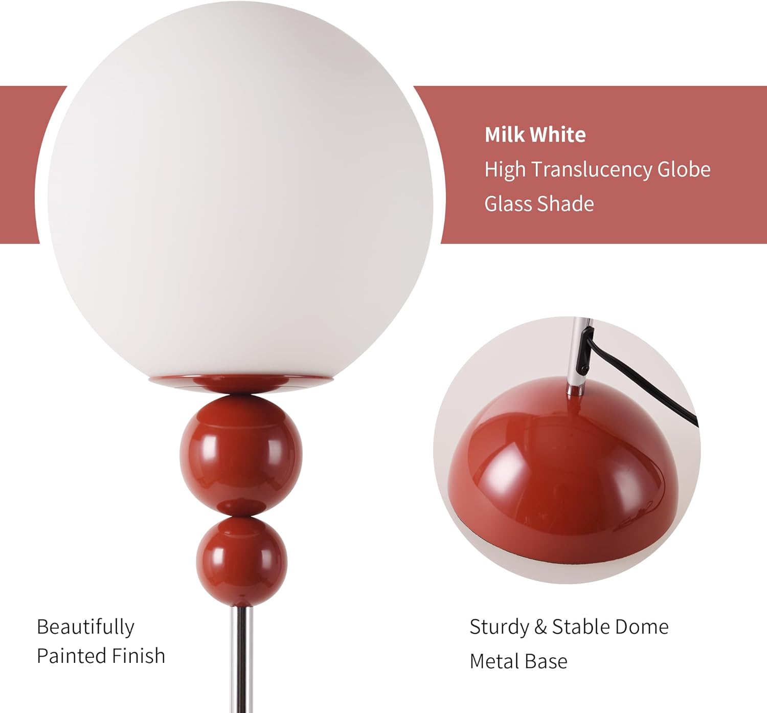 Zompoo 63-in red Standard Floor Lamp with Glass Shade in the Floor ...