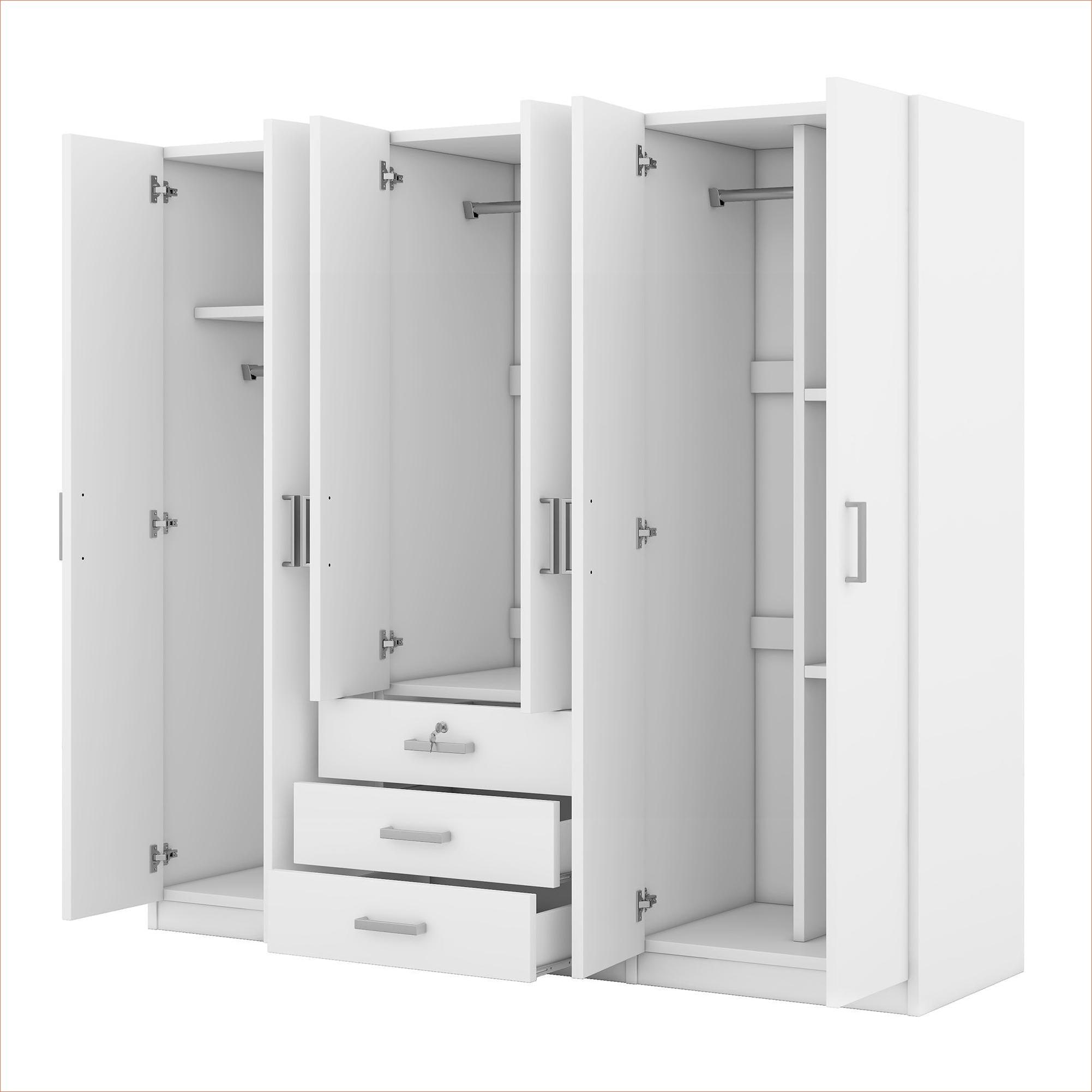 Watnature 70.9 Inch 6-Door Plywood Storage Wardrobe Crisp White with ...