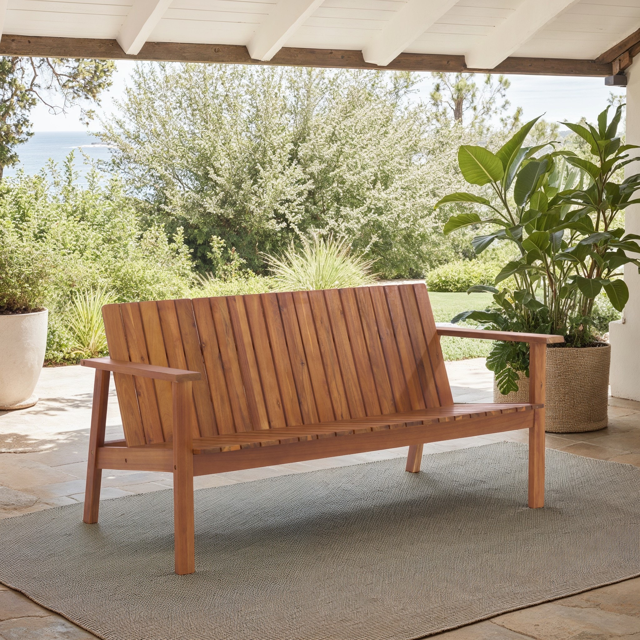 Safavieh Outdoor Patio Furniture Collection Fallon Natural Solid Wood ...