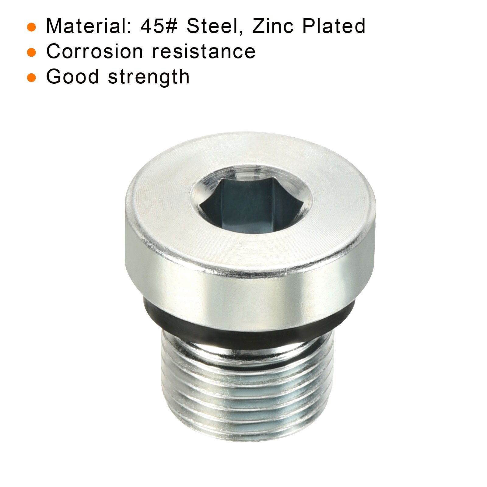 PATIKIL M12x1 Internal Hex Head Pipe Fitting Plug Male Thread 45# Steel ...