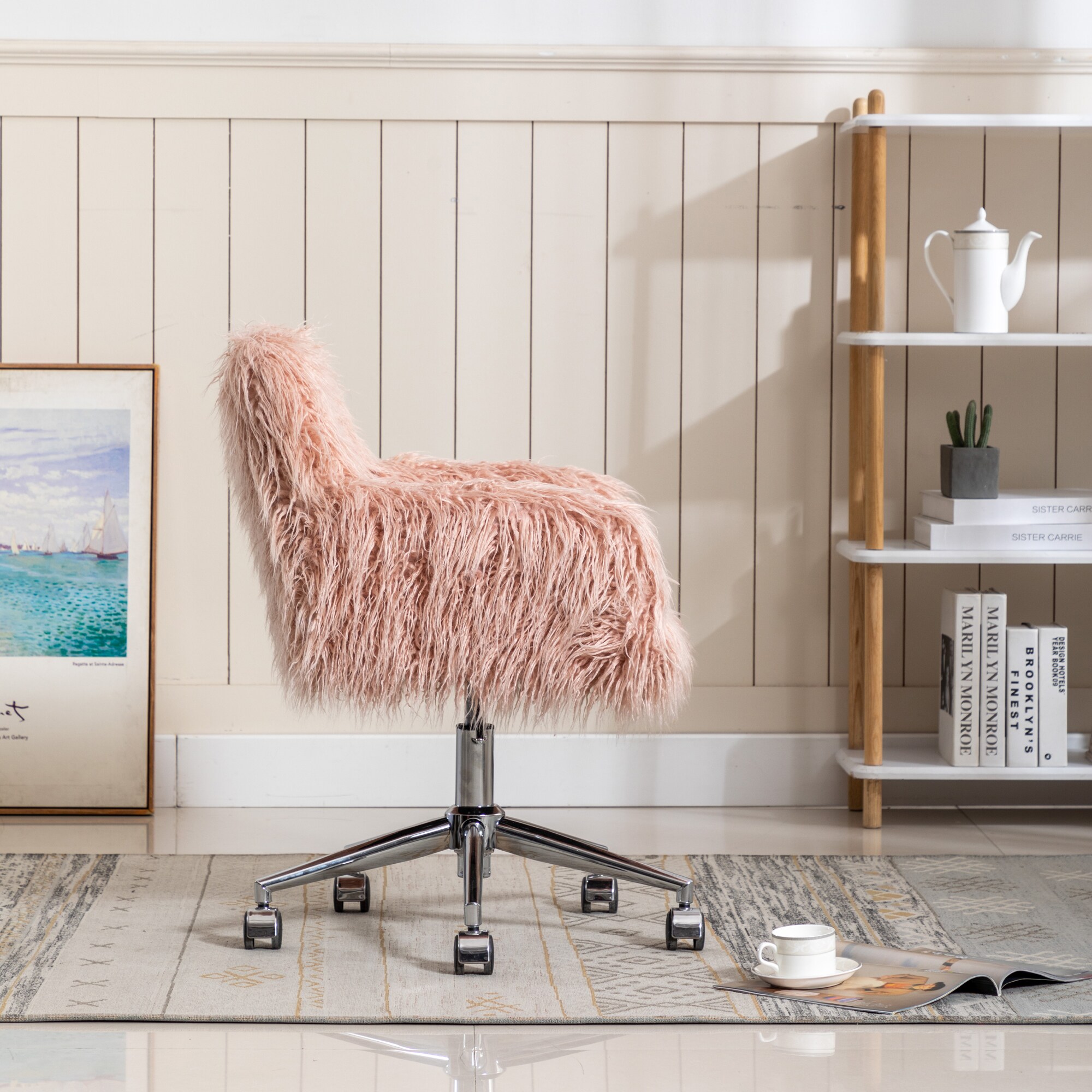 ModernLuxe Modern Pink Swivel Accent Chair L-W21222750 at Lowes.com