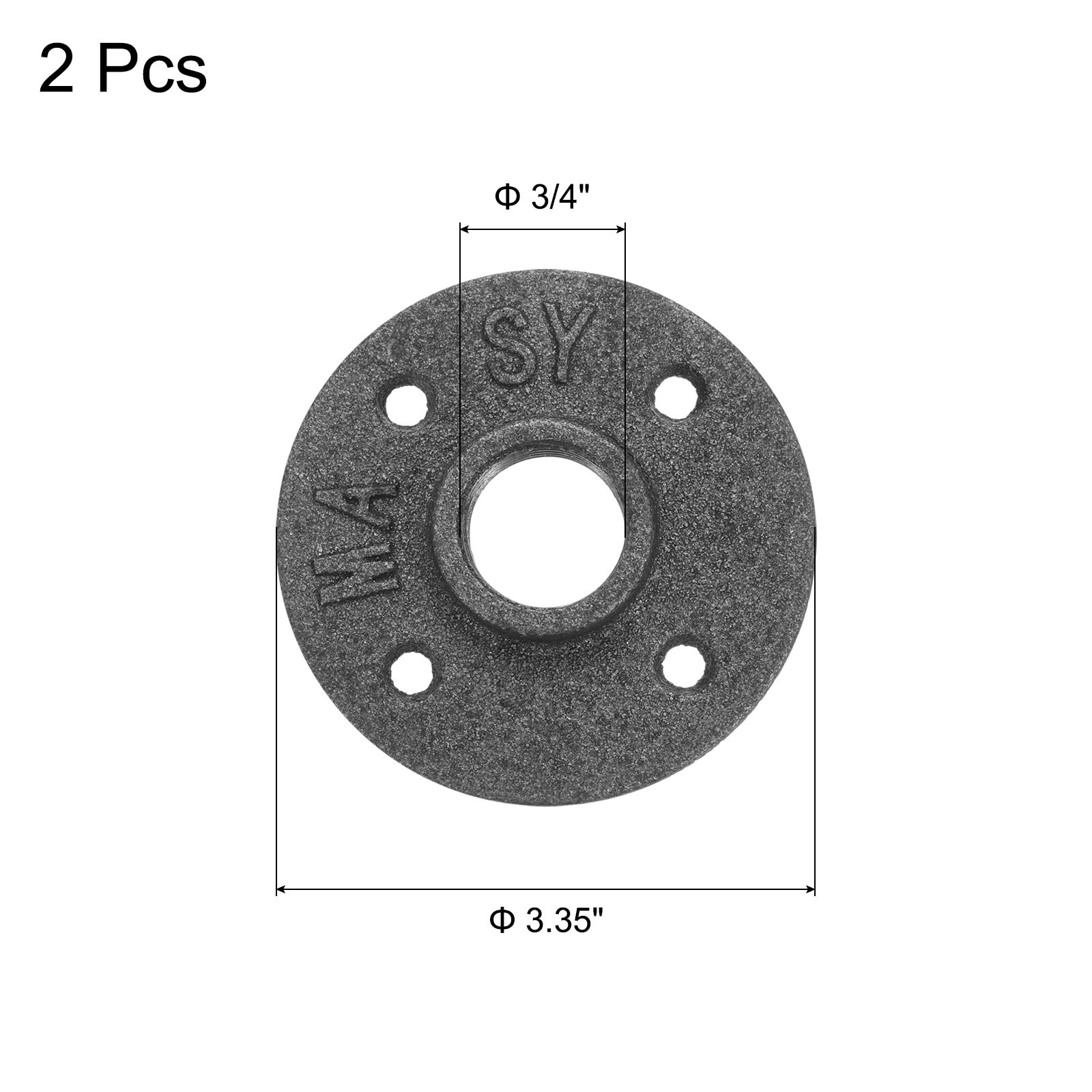 Unique Bargains 2pcs Industrial Pipe Floor Flange Iron Pipe Fittings 3/ ...