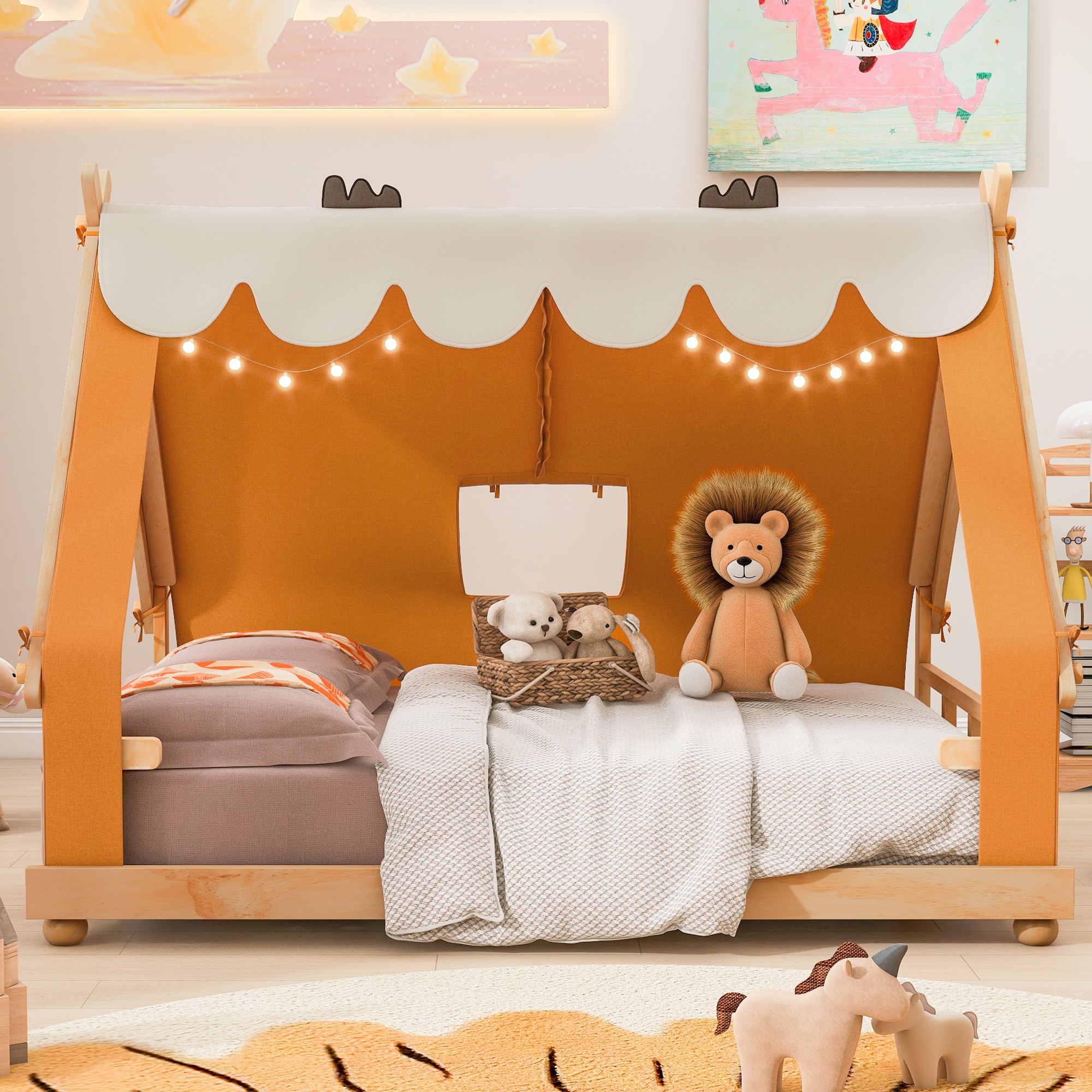 ModernLuxe Assembly Required Full Size House Bed with Tent and ...