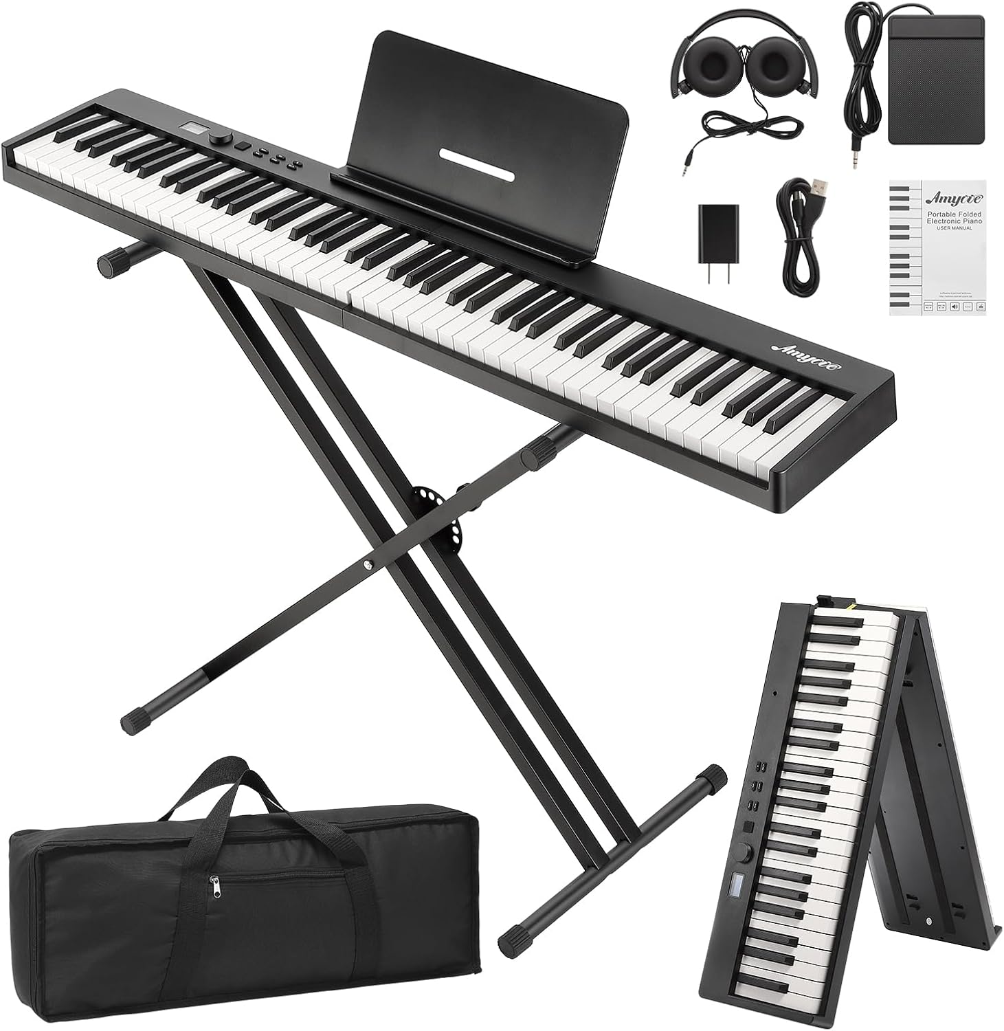 Garvee Folding Piano KeyboardPortable Piano Keyboard 88 Keys for ...