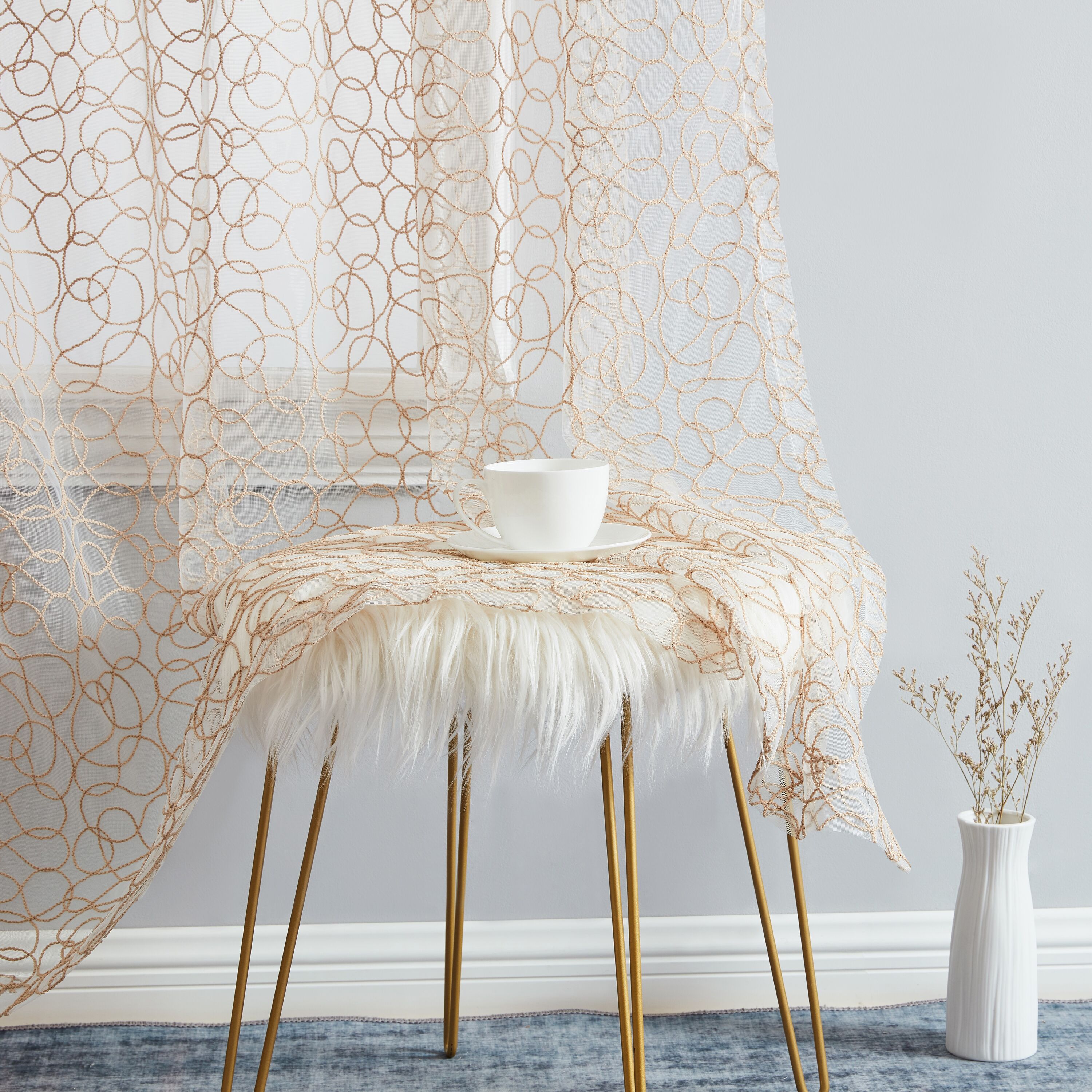 HLC.me Audrey Embroidered Premium Soft Decorative Light Filtering ...