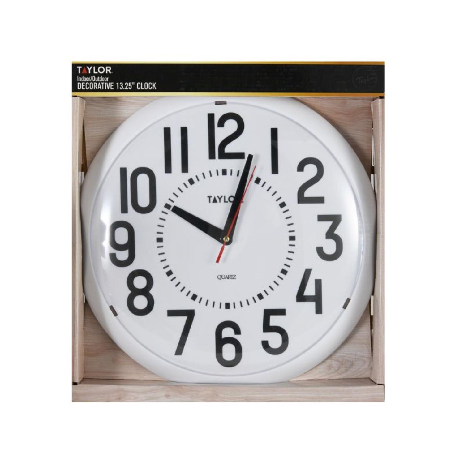 Taylor Big and Bold Dial Clock Plastic Black/White 13.25 in. in the ...