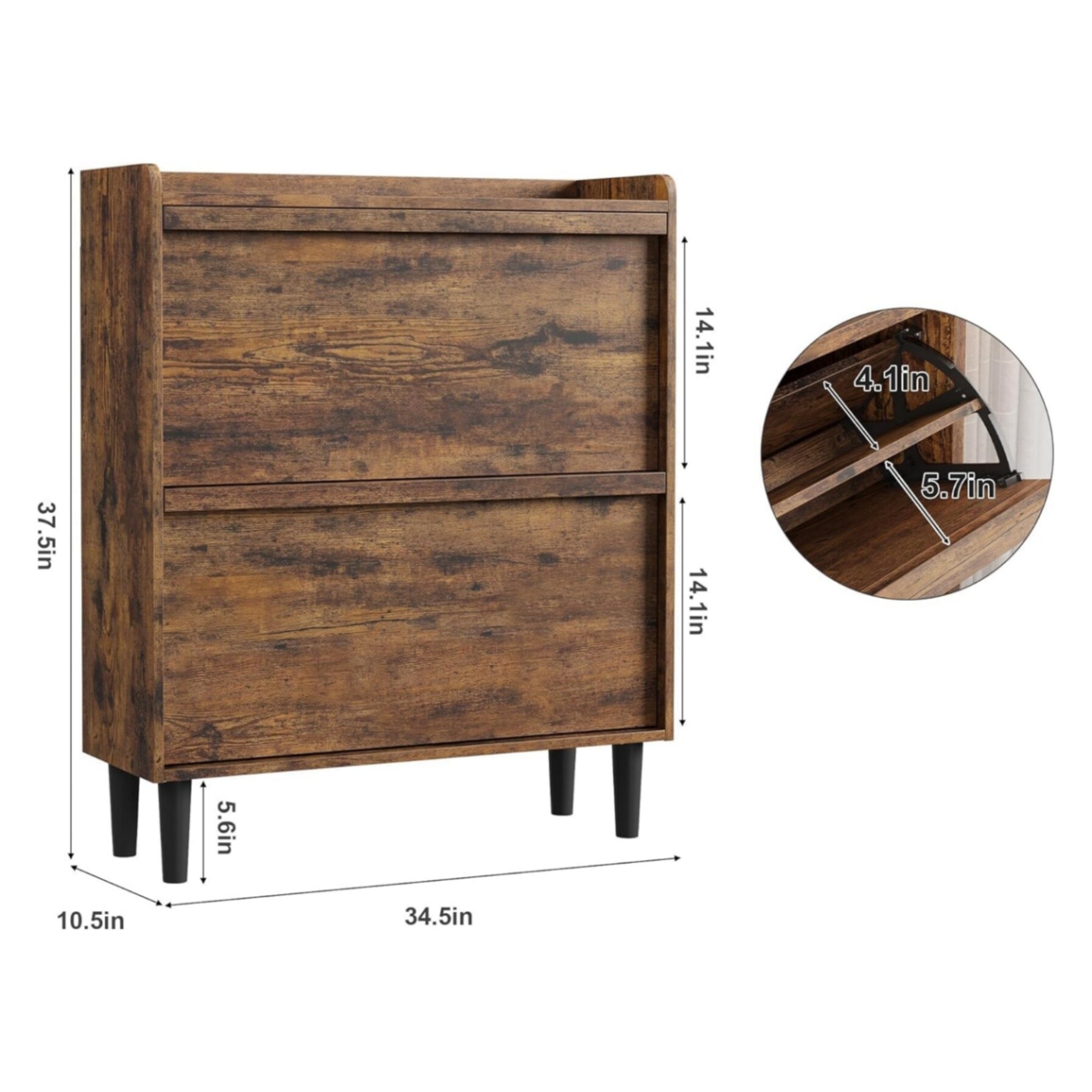 Garvee Shoe Cabinet with 2 Flip Drawers Hidden Shoe Storage Organizer ...