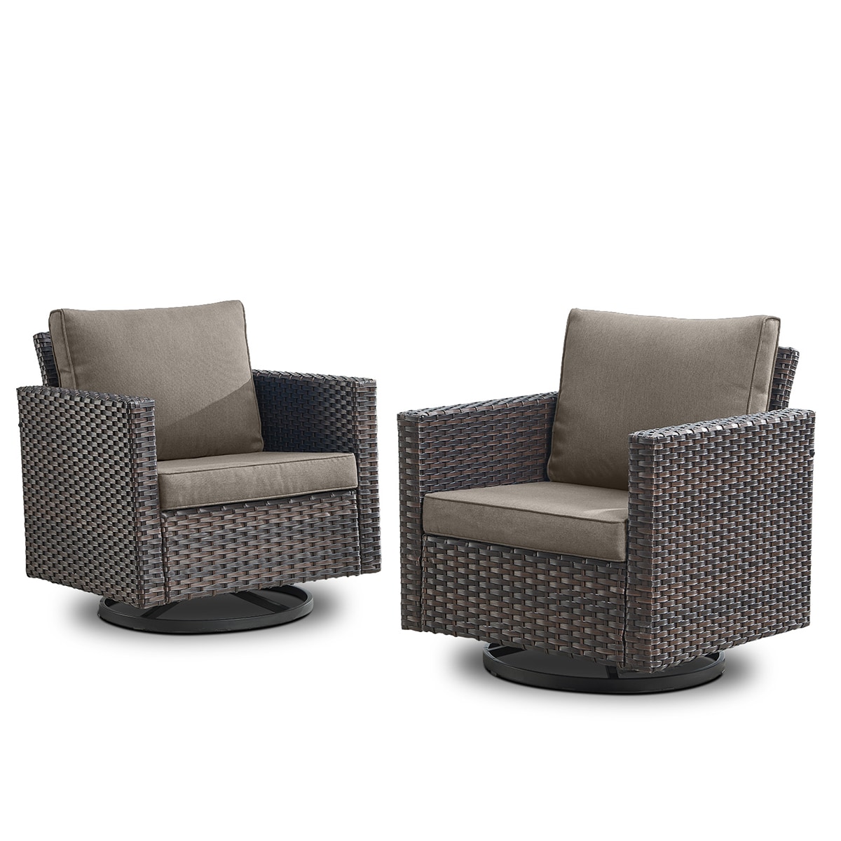 Rilyson U-shaped Set of 2 Wicker Brown Wicker Frame Swivel Glider ...