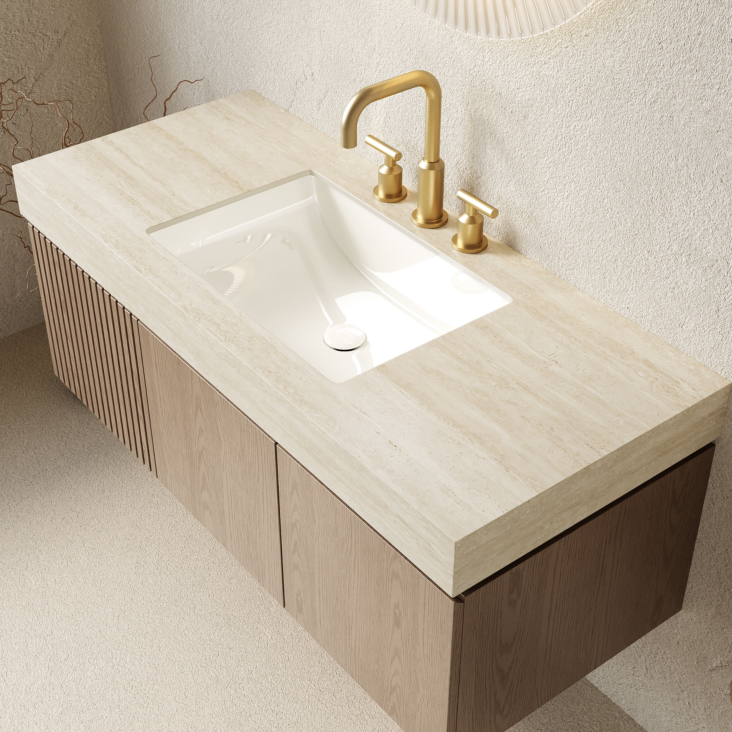 Afhocomp 48 in. Single Sink Wall-mount Light Brown Bath Vanity with ...