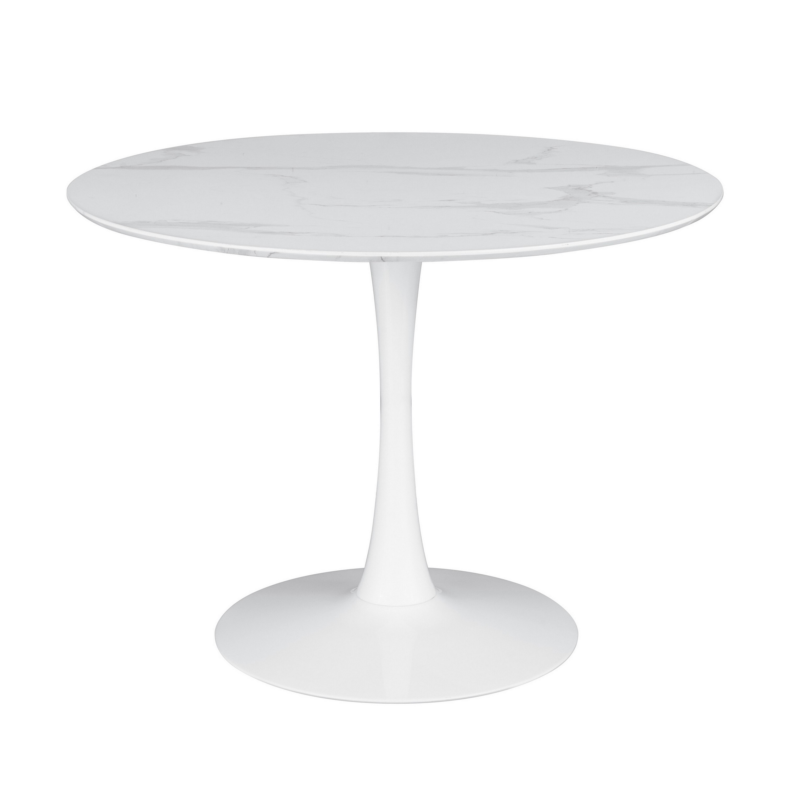 Benzara White Round Contemporary/Modern Dining Table, Faux Marble Metal ...