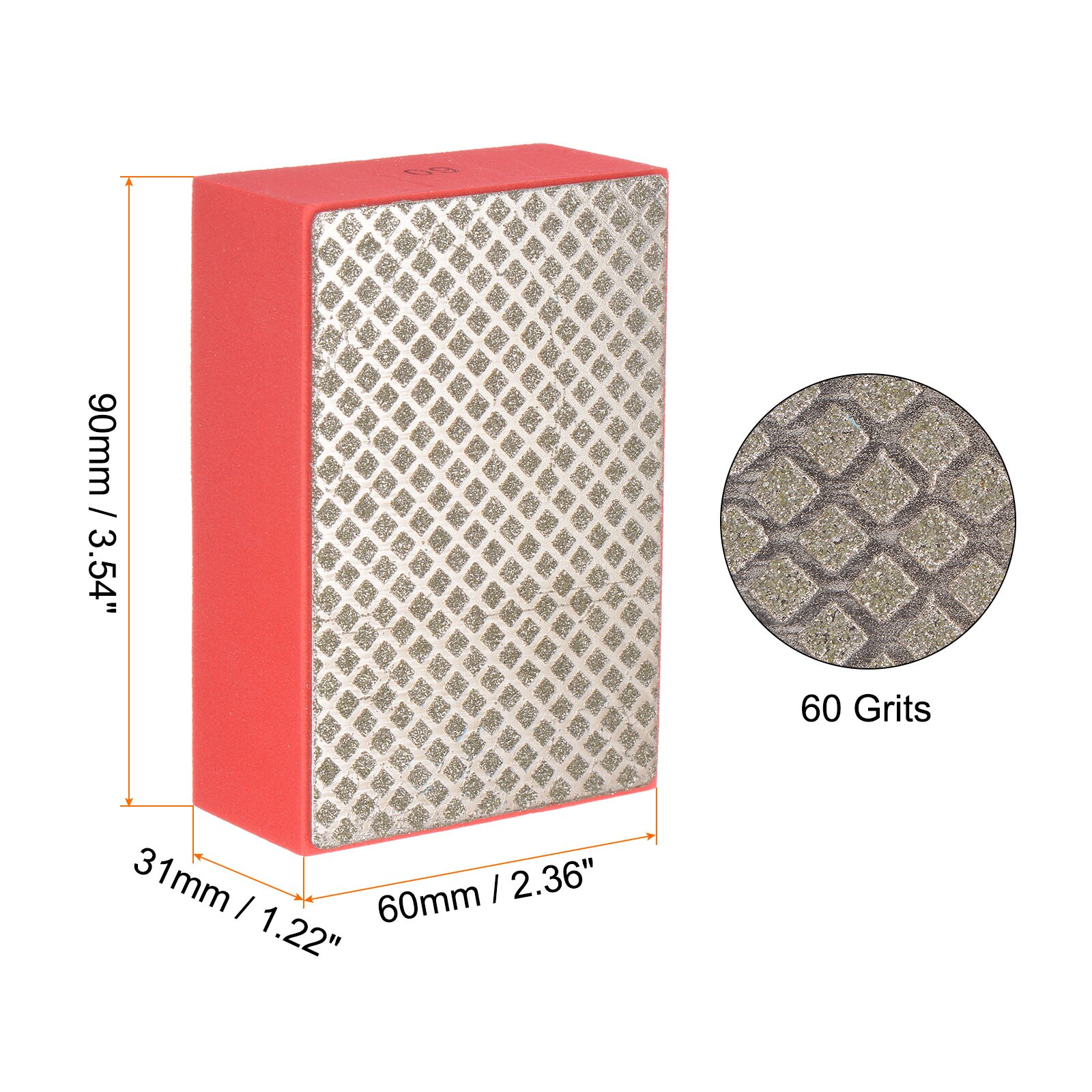 Harfington Diamond Hand Polishing Pad 60 Grits 3.54 Inch x 2.36 Inch ...