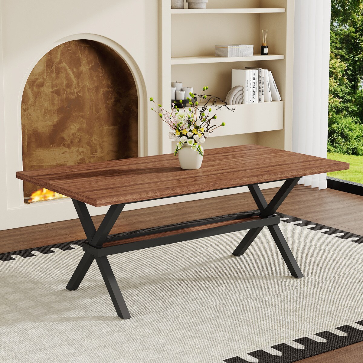 Streamdale Furniture Streamdale 71'' Walnut MDF Splicing Dining Table ...