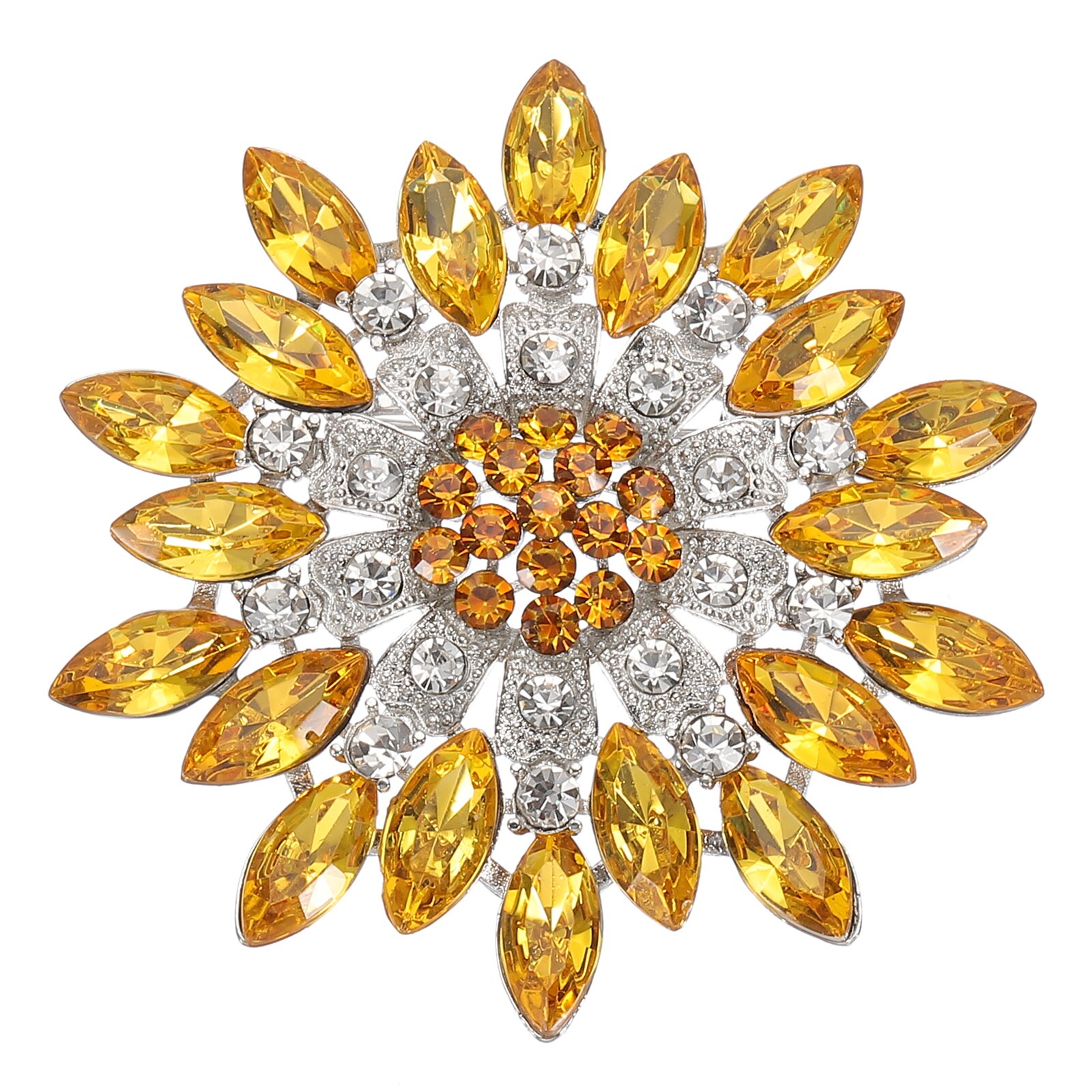 PATIKIL Rhinestone Sunflower Brooch Pins Fashion Crystal Diamond Flower ...