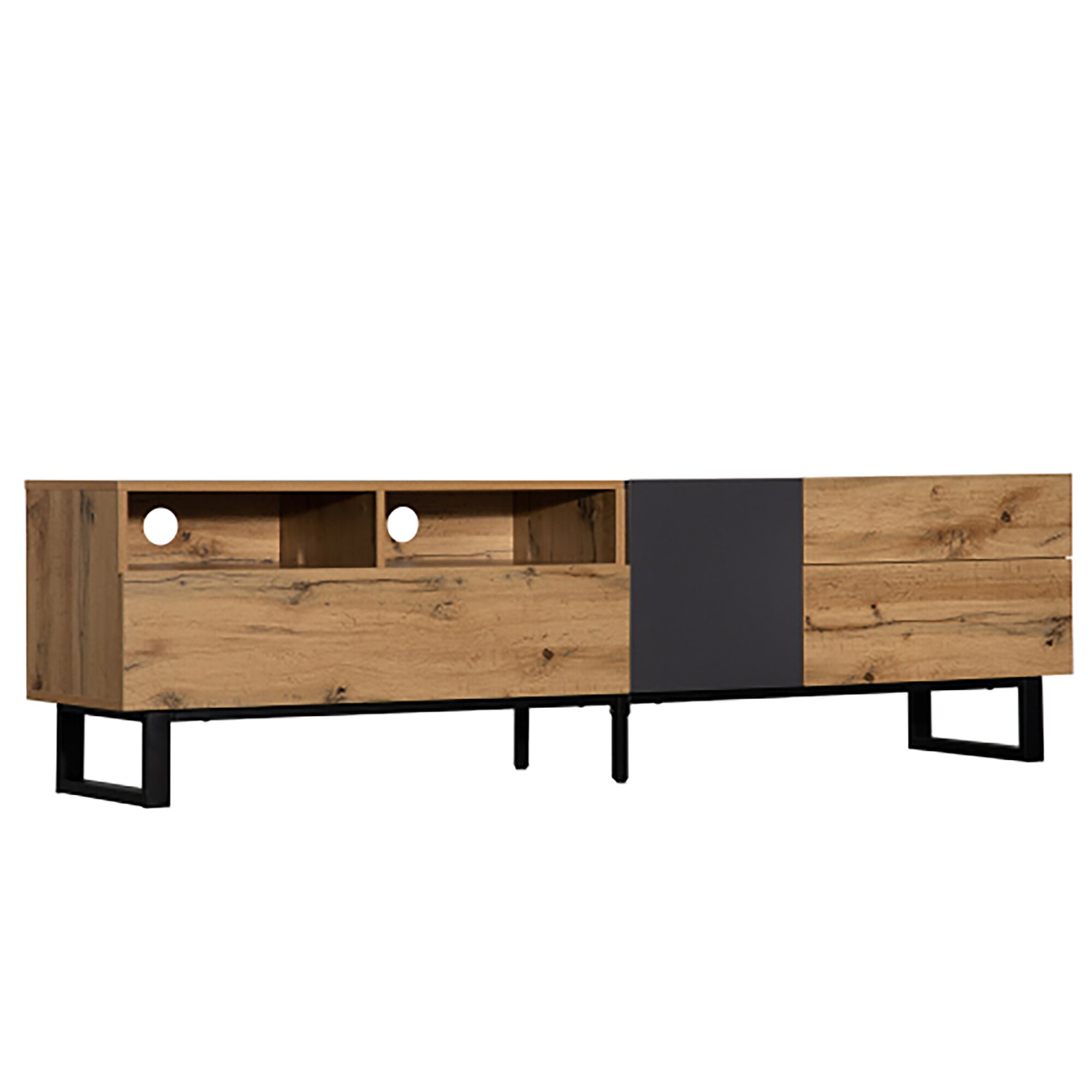 Clihome Modern/Contemporary Wood 70.9-in W TV stand ( Accommodates TVs ...