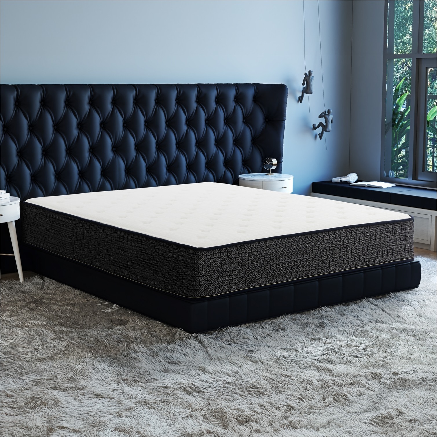 Watnature 10-Inch Hybrid Mattress King Firm Black-Toned Cooling Cover ...
