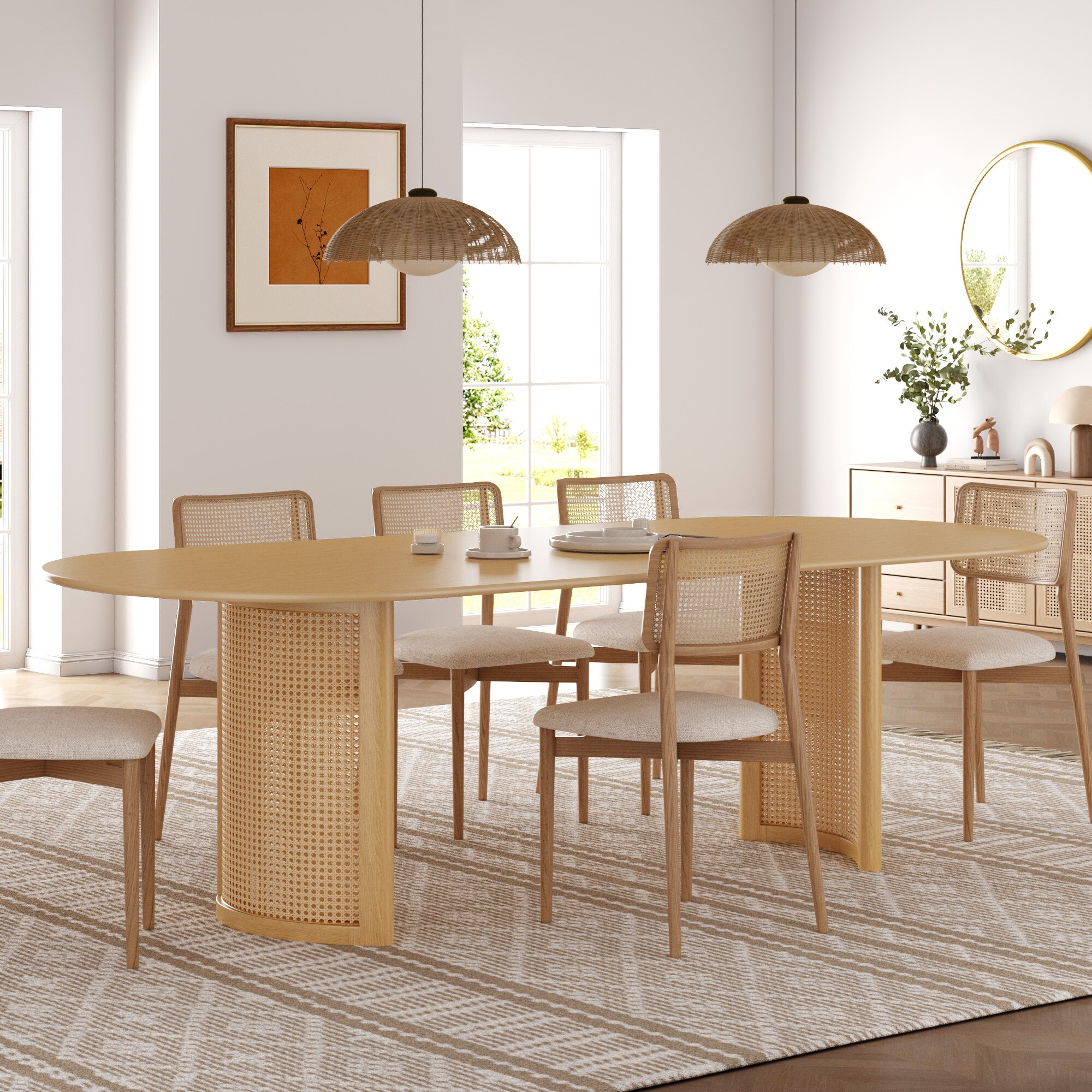 Dovelina Solid Wood Modern Dining Table Kitchen Table with Fluted Base ...