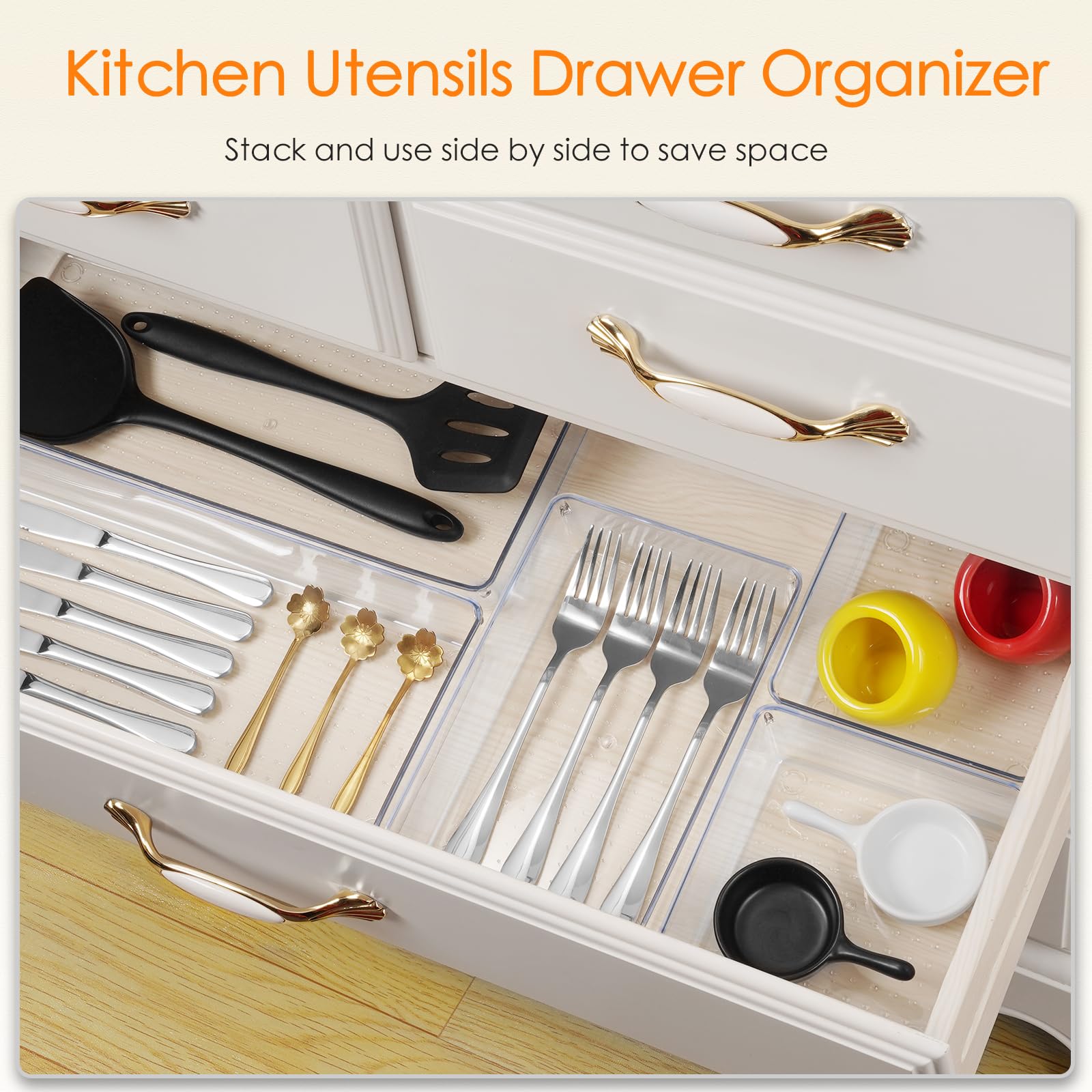 Aoibox 10 Pack Clear PET Drawer Organizer Set Includes 2 Pieces 15 x 6 ...