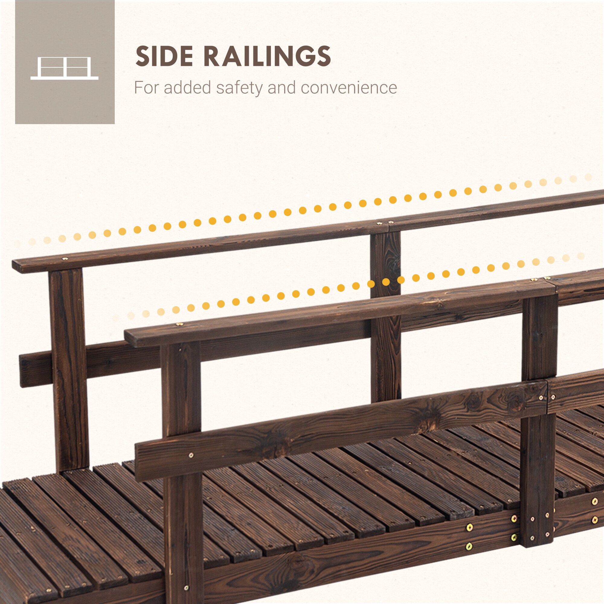Huluwat 7ft Wooden Garden Bridge with Safety Rails Backyard Footbridge ...