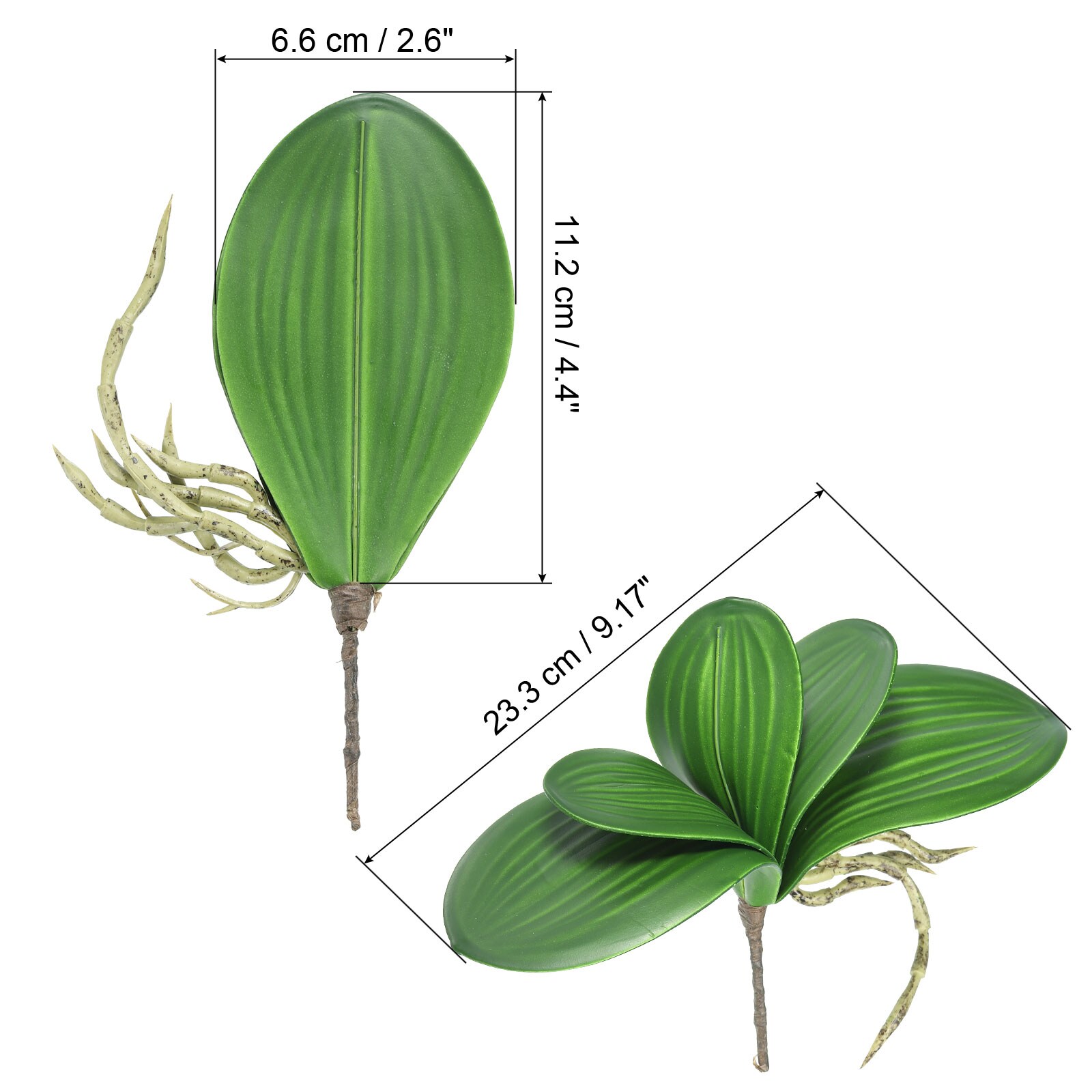 PATIKIL Faux Orchid Leaves 4.4 Inch 2pcs Small Artificial Phalaenopsis ...