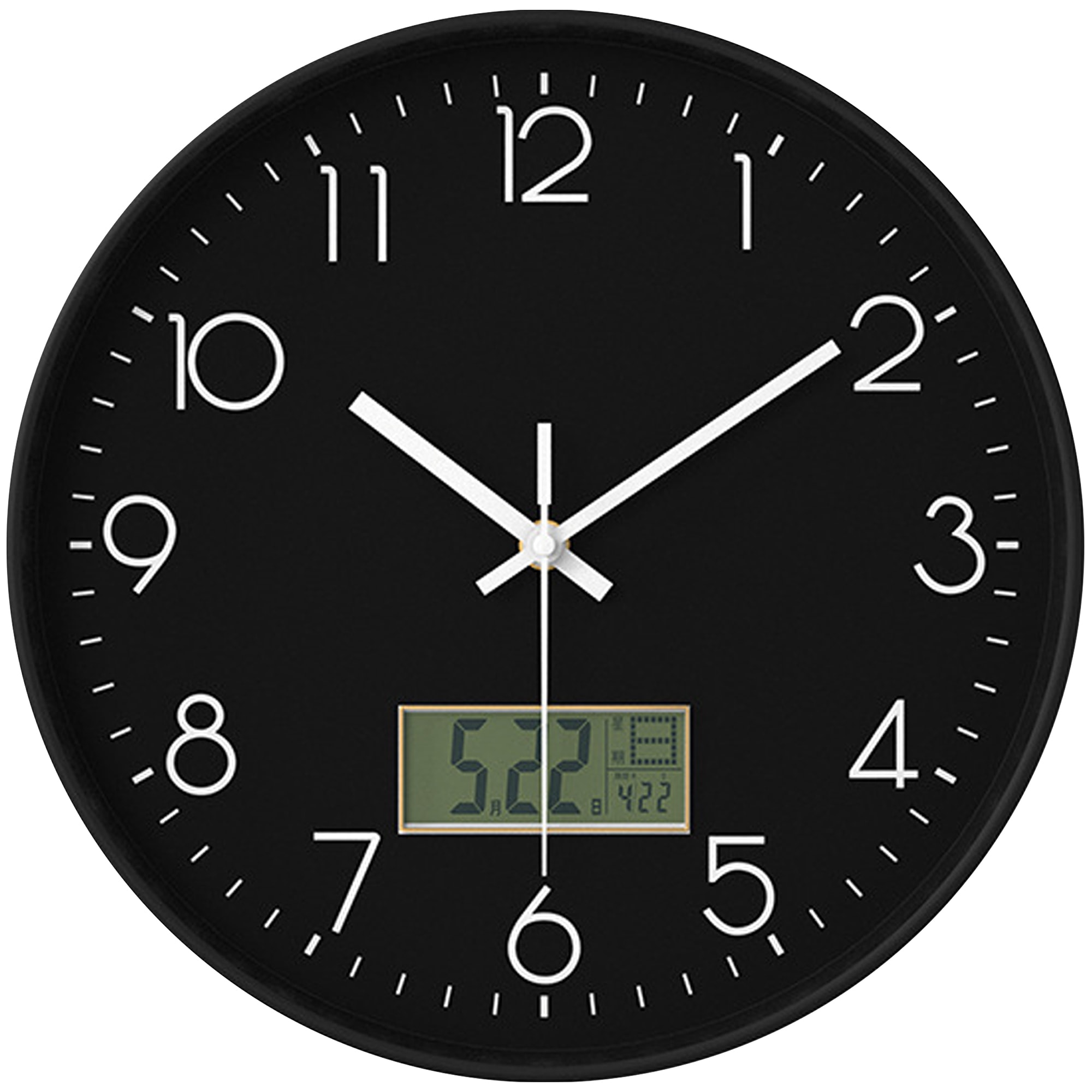 Unique Bargains Wall Clock with Date and Temperature Silent Non Ticking ...