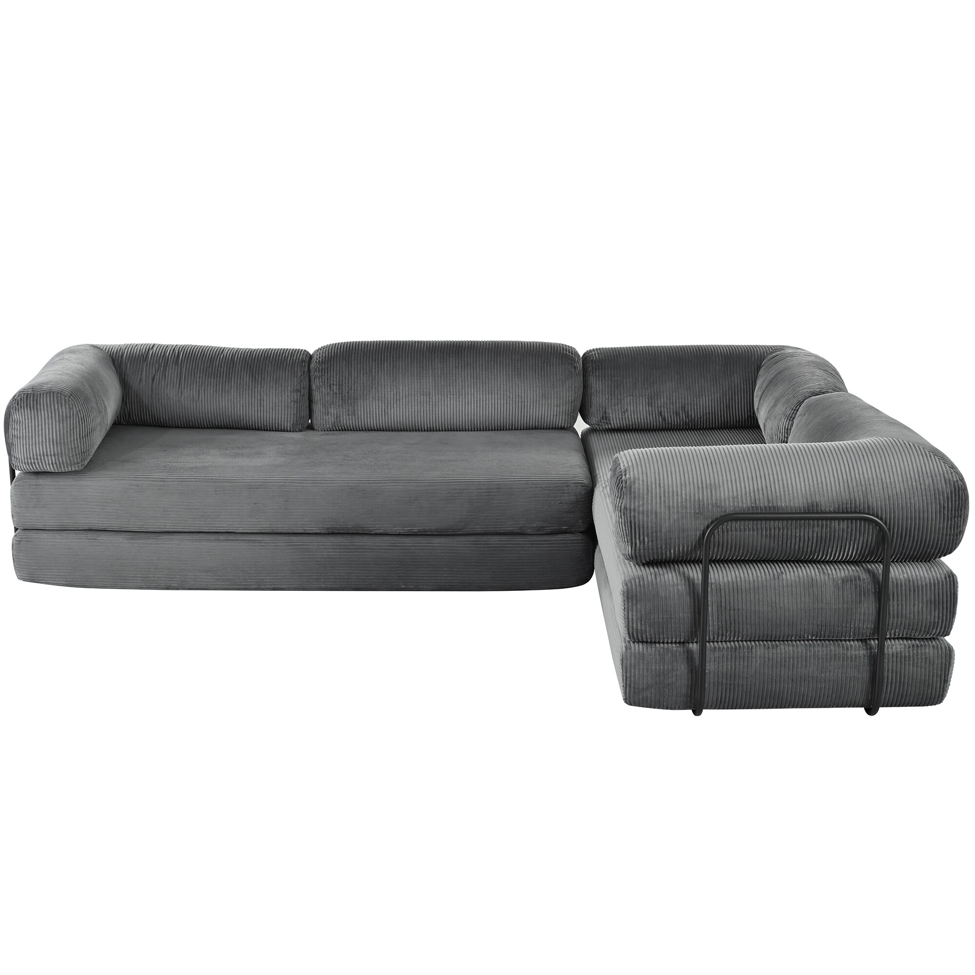 ModernLuxe Assembly Required LShaped Modular Sofa Bed in Corduroy ...