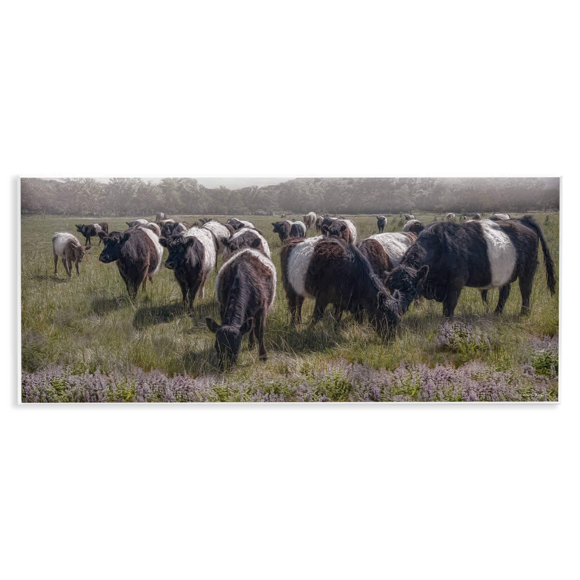 Stupell Industries Black Cows Grazing in Pasture Wall Plaque Art By ...