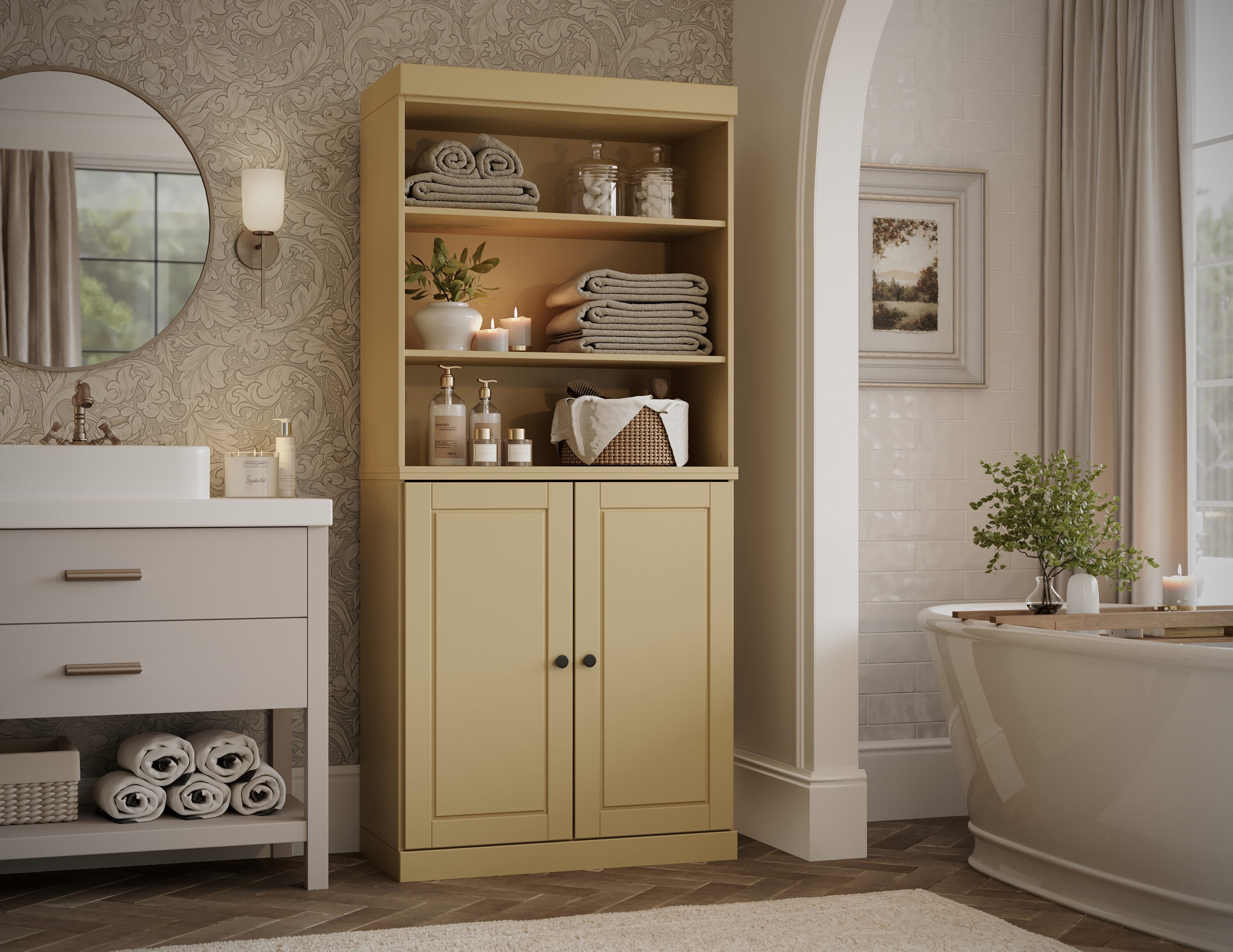 Palace Imports 32-in W Solid Wood Tall Modular Raised Panel Bathroom ...