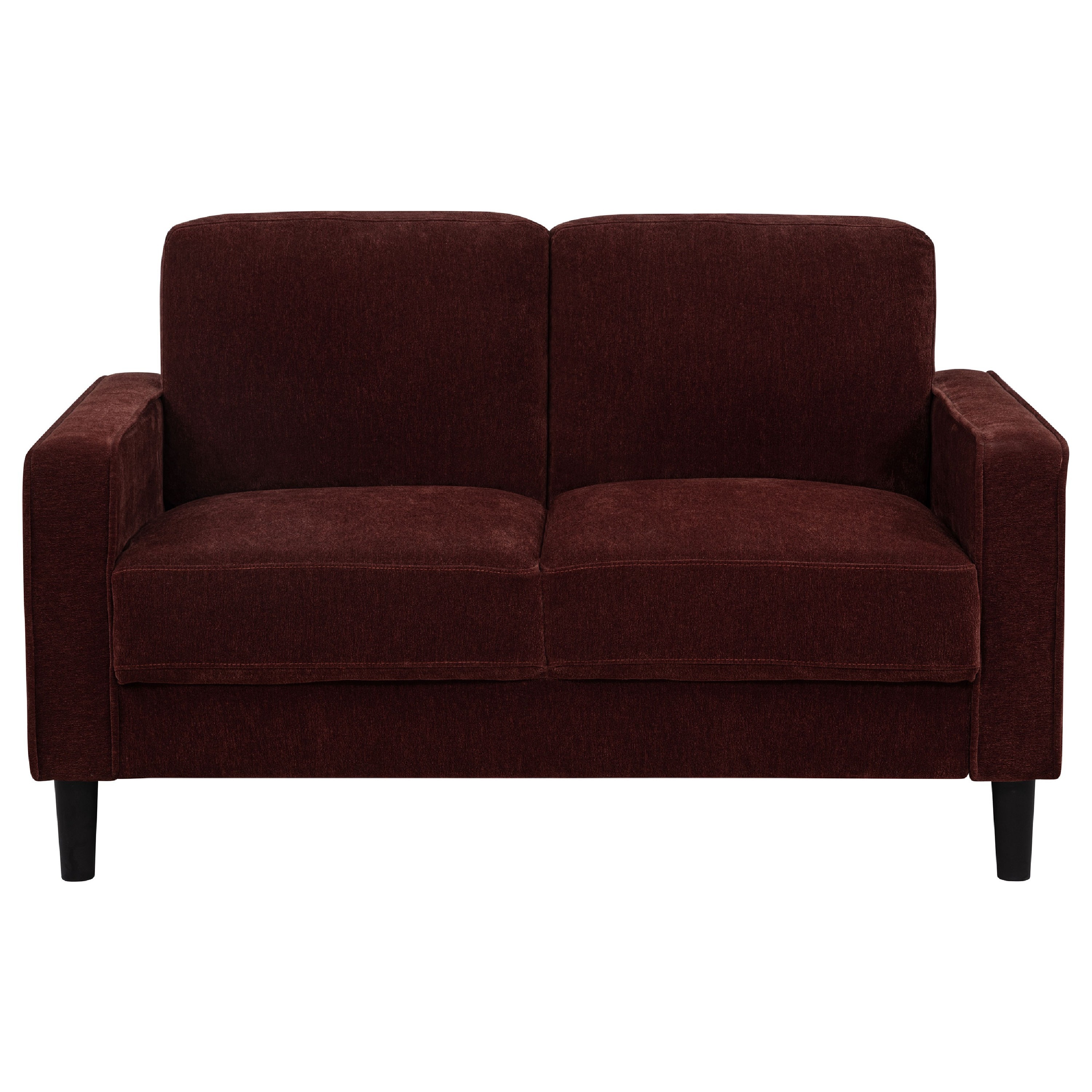 Benzara 2Piece Sofa and Loveseat Set Track Arms Foam Fill Rust Red ...