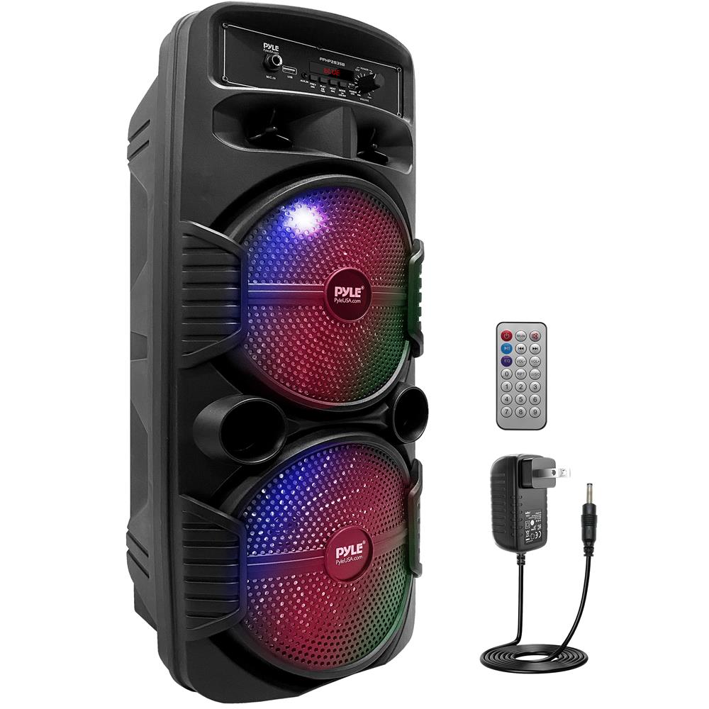 Pyle Dual 8 Bluetooth Portable PA Speaker with Flashing Party Lights ...