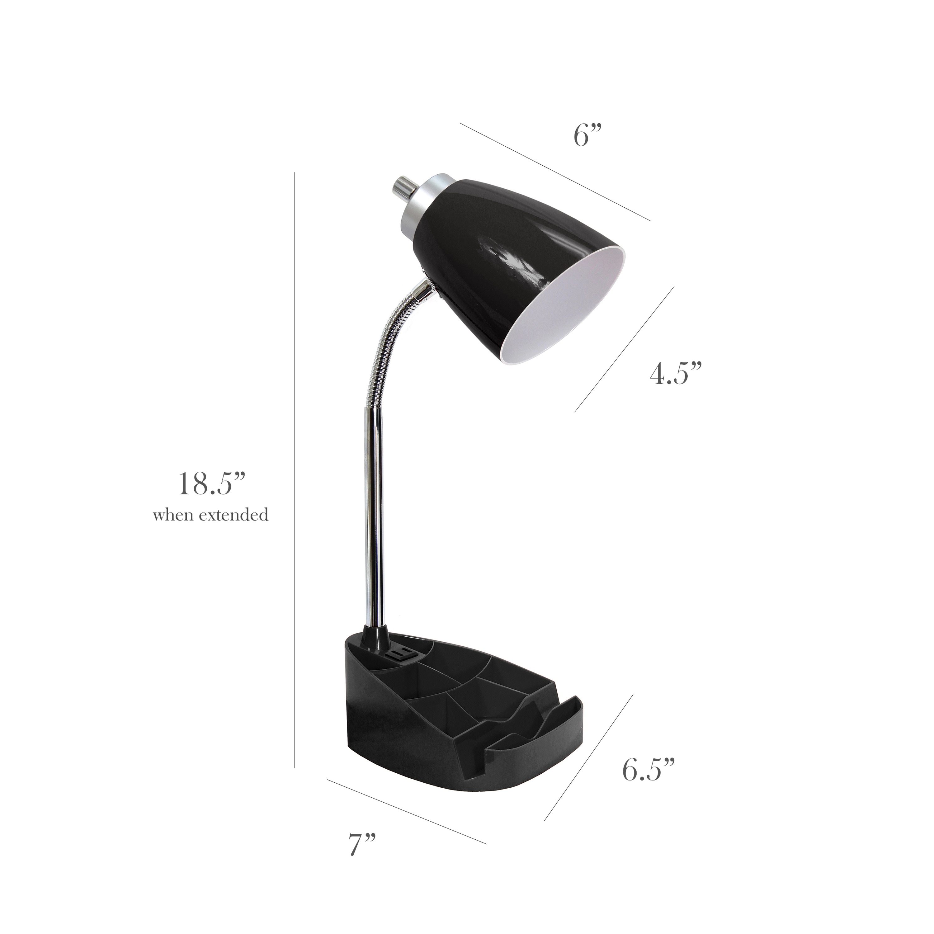 Simple Designs 18.5-inch All-in-One Gooseneck Desk Lamp with iPad Stand ...