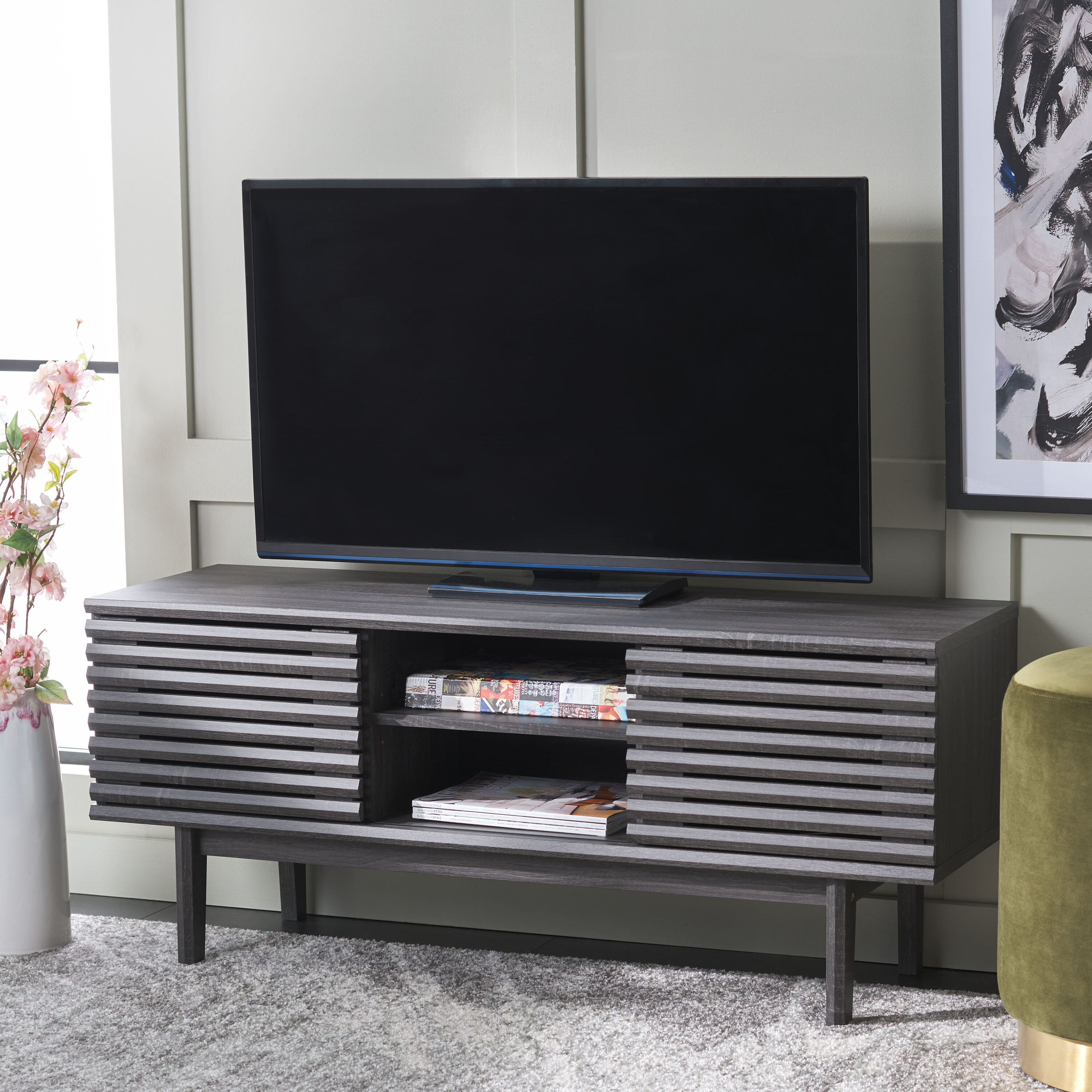 Safavieh Aricia Distressed Black Mid-century Particleboard Media ...