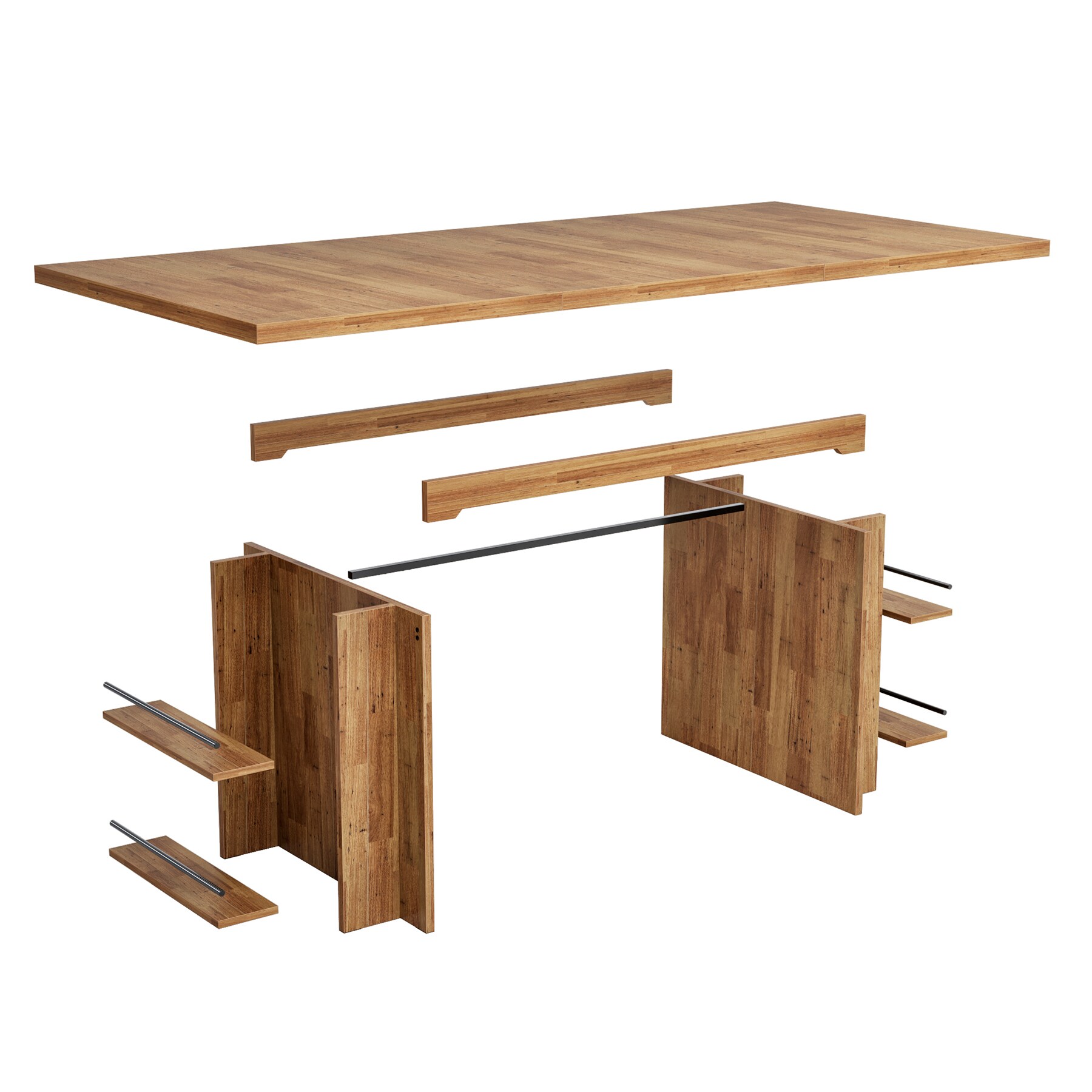 Tinyhomie Farmhouse Dining Table Wooden Kitchen Table with Shelves for ...