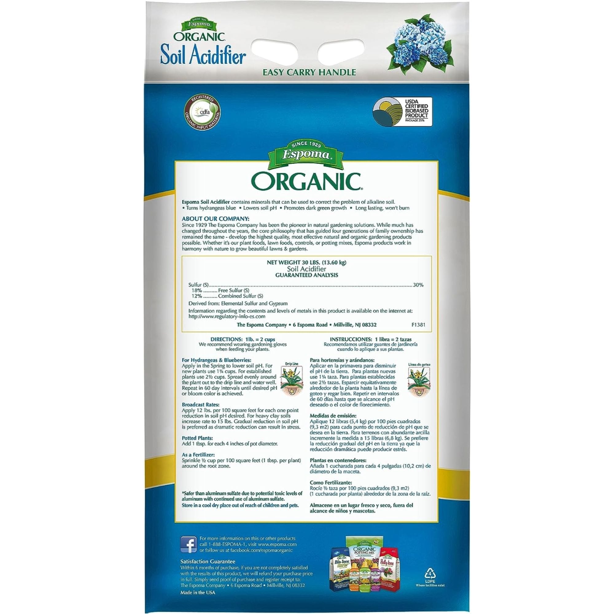 Espoma Organic Soil Acidifier Soil Amendment - Lowers Soil pH - Turns ...
