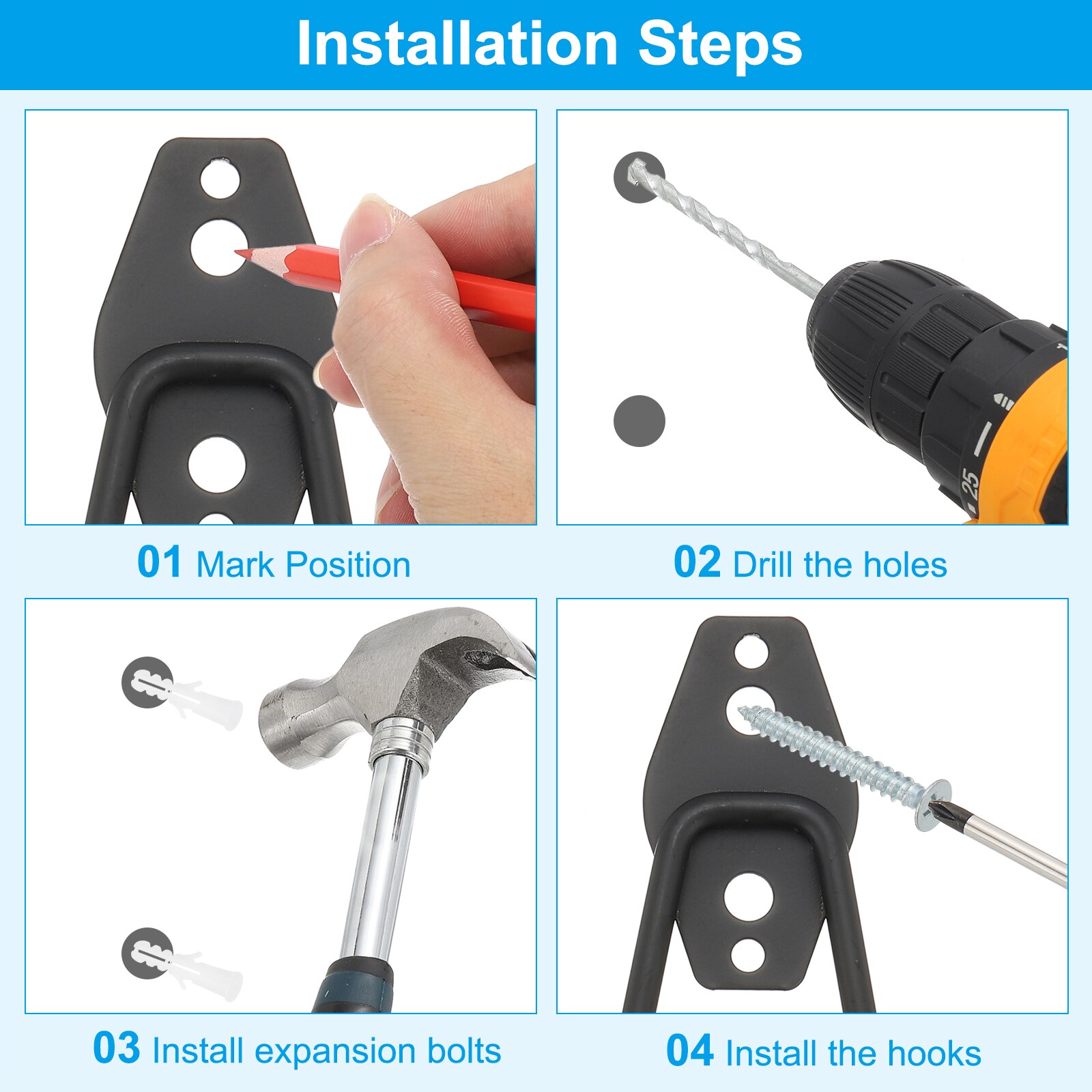 PATIKIL Garage Hooks Heavy Duty 2Pcs Utility Storage Hooks Wall Mount Hanger Hooks for Bulk ...