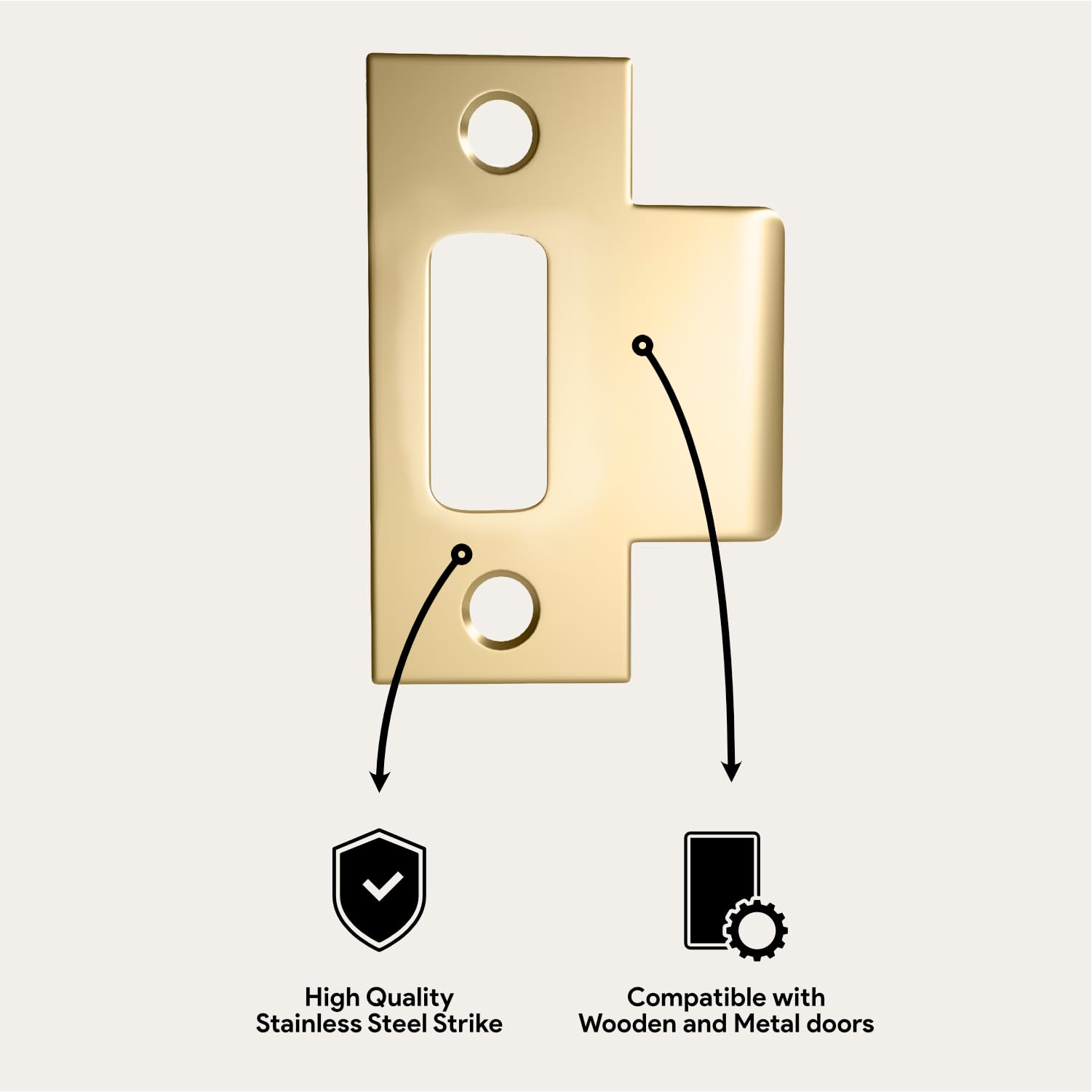 Mega Handles T-Strike Door Plate - Durable Door Strike Plate Gold ...