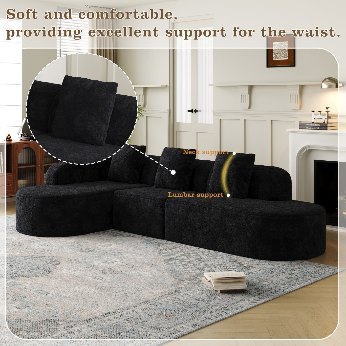 Streamdale Furniture Streamdale L-shaped curved modular sofa modern ...