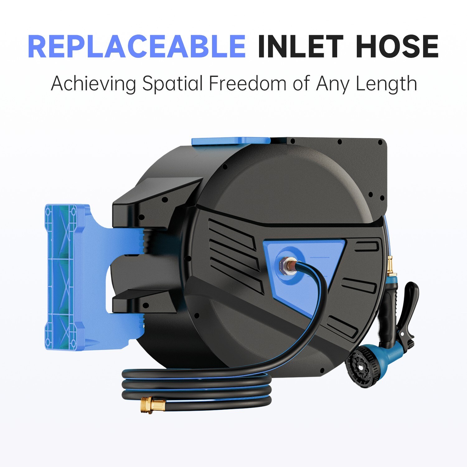 GardenJoy 90ft x 5/8-in Hose Reel Blue Plastic 90-ft Wall-mount Hose ...
