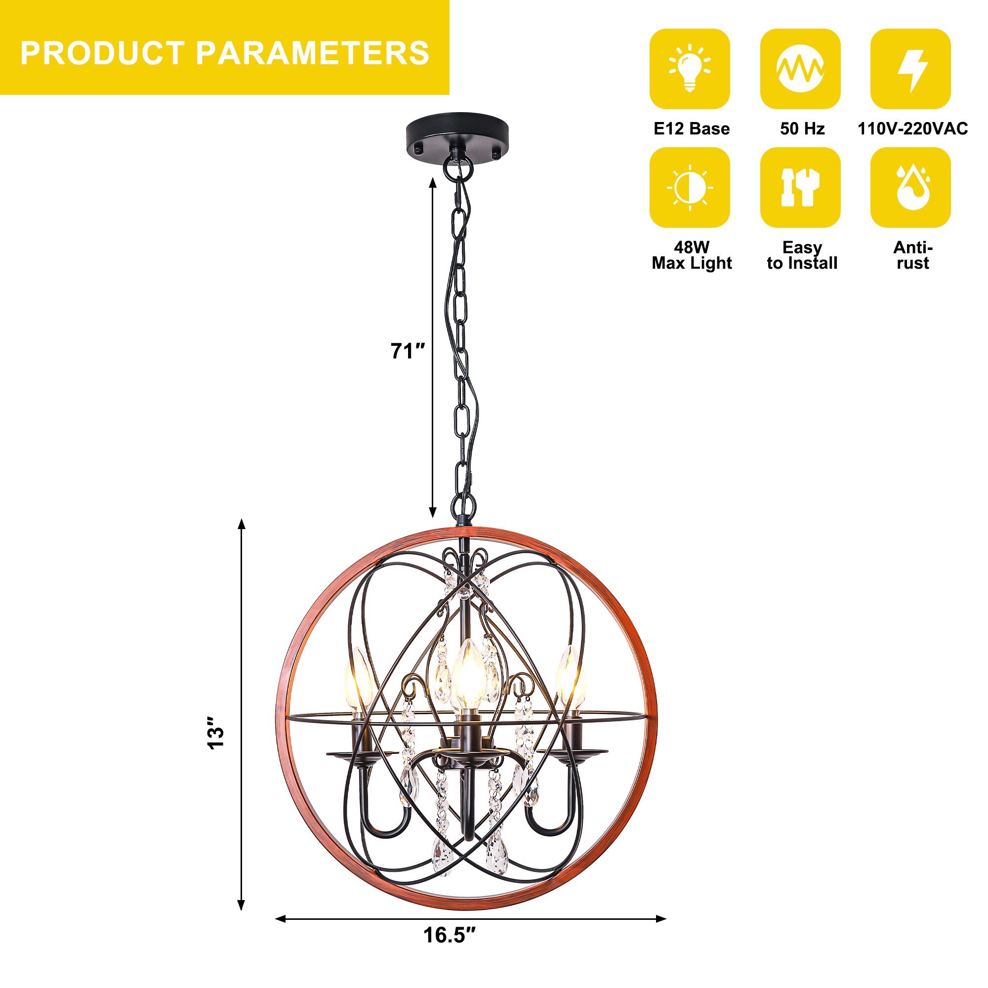 Oaks Decor Daisy 6 -Light Matte Black Clear glass Metal Chandelier in ...