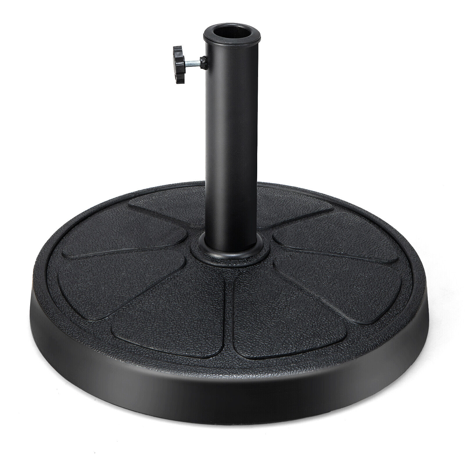Slickblue Black Resin Round Patio Umbrella Base with Metal Pole and ...
