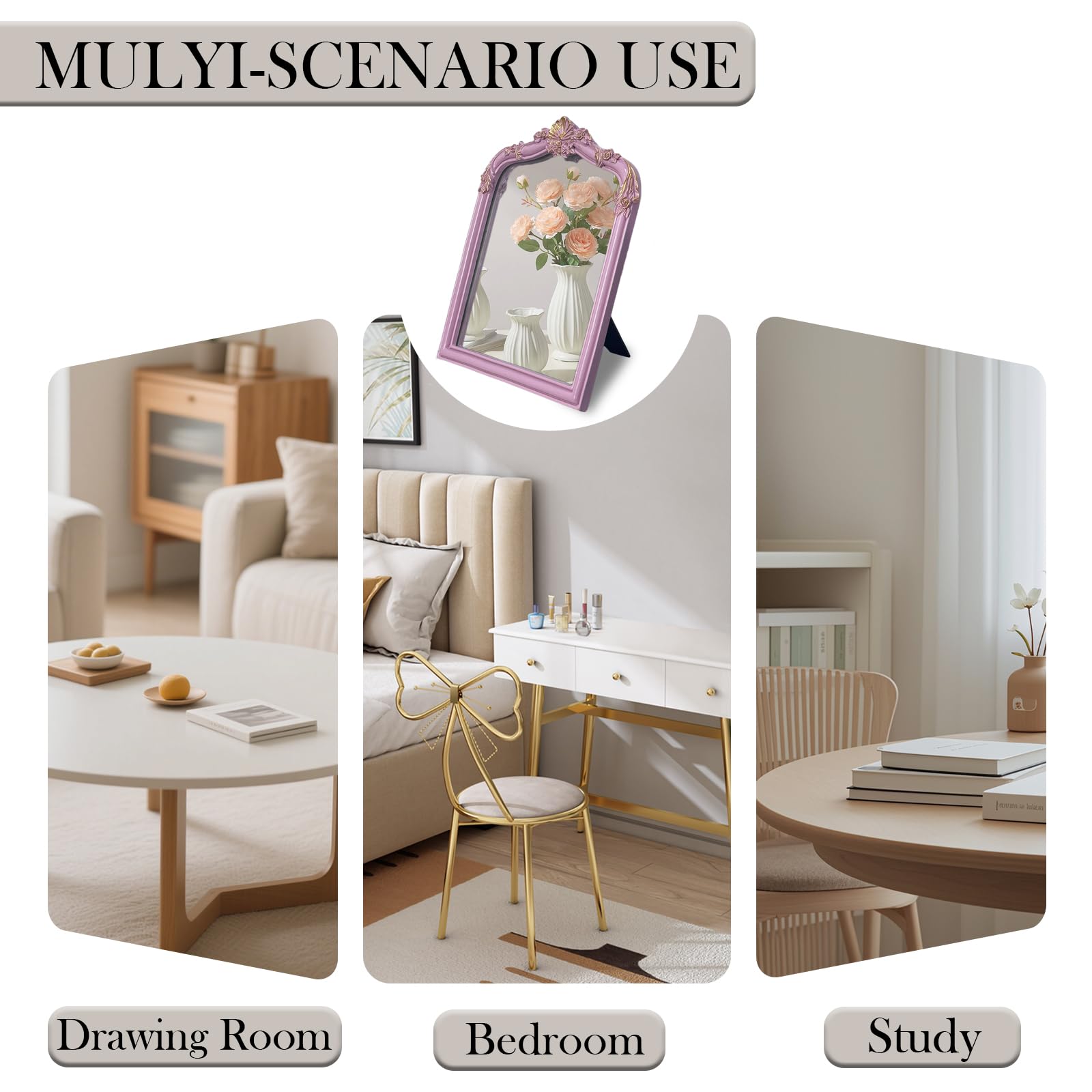 OMOMMD Bow Mirror Elegant Decorative Accent Wall Mounted Tabletop ...