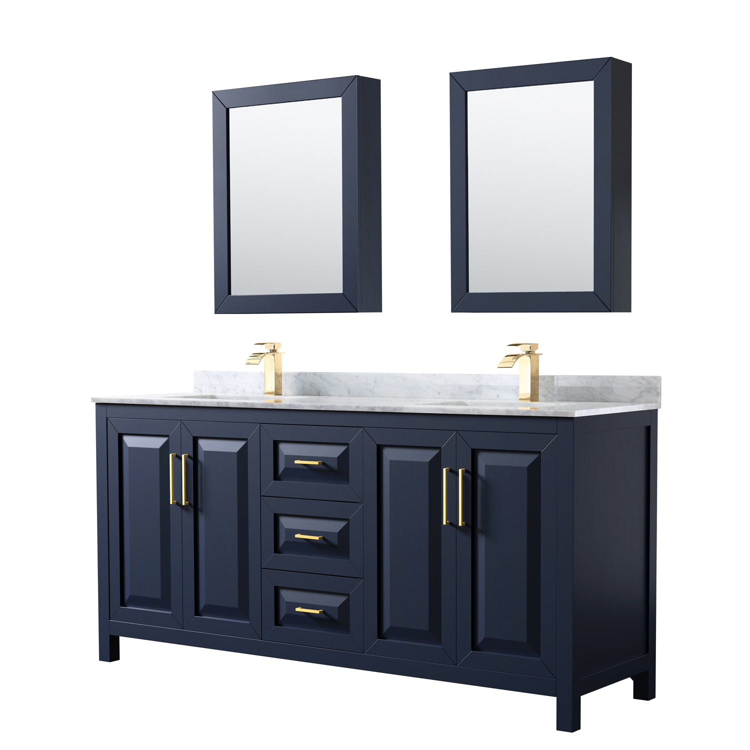 Wyndham Collection Daria 72-in Dark Blue with Brushed Gold Trim ...