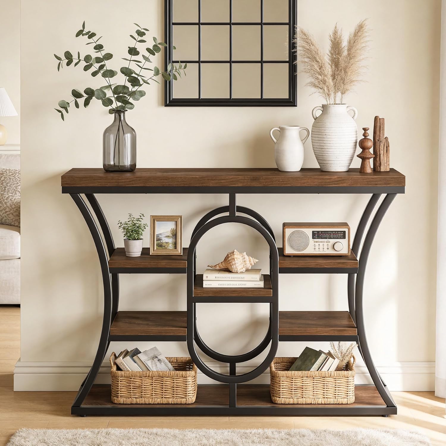 Tribesigns 41.3 inch W Industrial Rustic Brown Console Table with ...