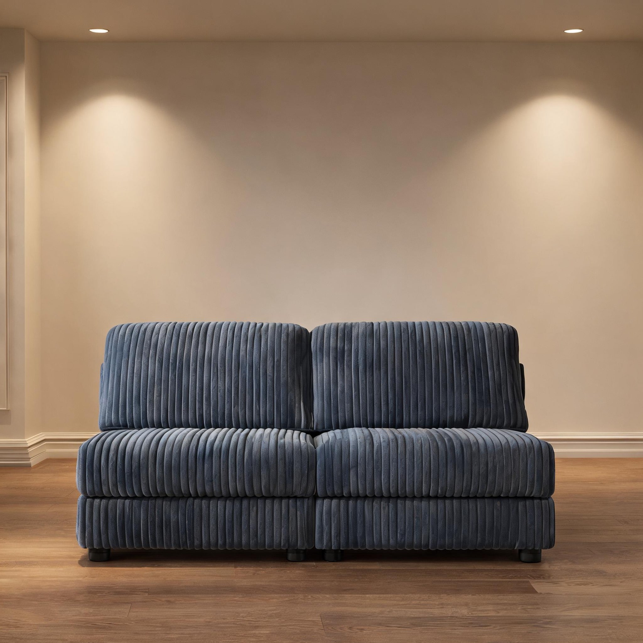 SunJet Soft Gray Corduroy Double-Seater Sofa Living Room Seating ...