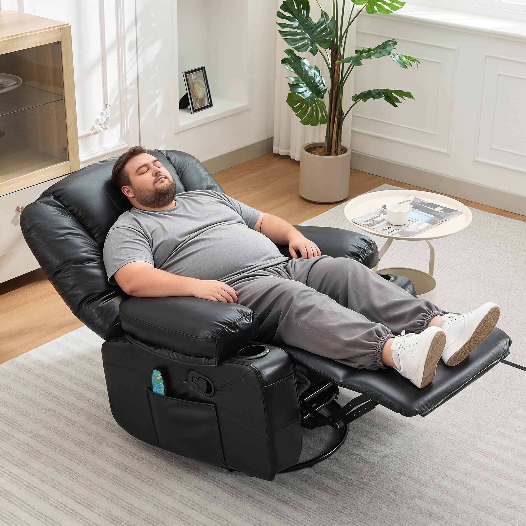 Garvee Oversized Wide Recliner Chair Heat and Vibration Massage 360 ...