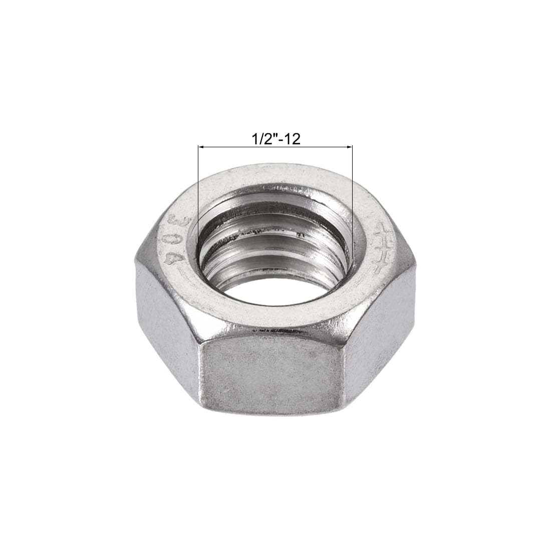 Unique Bargains Hex Nuts 1/2-12 BSW 304 Stainless Steel Thread Hexagon ...