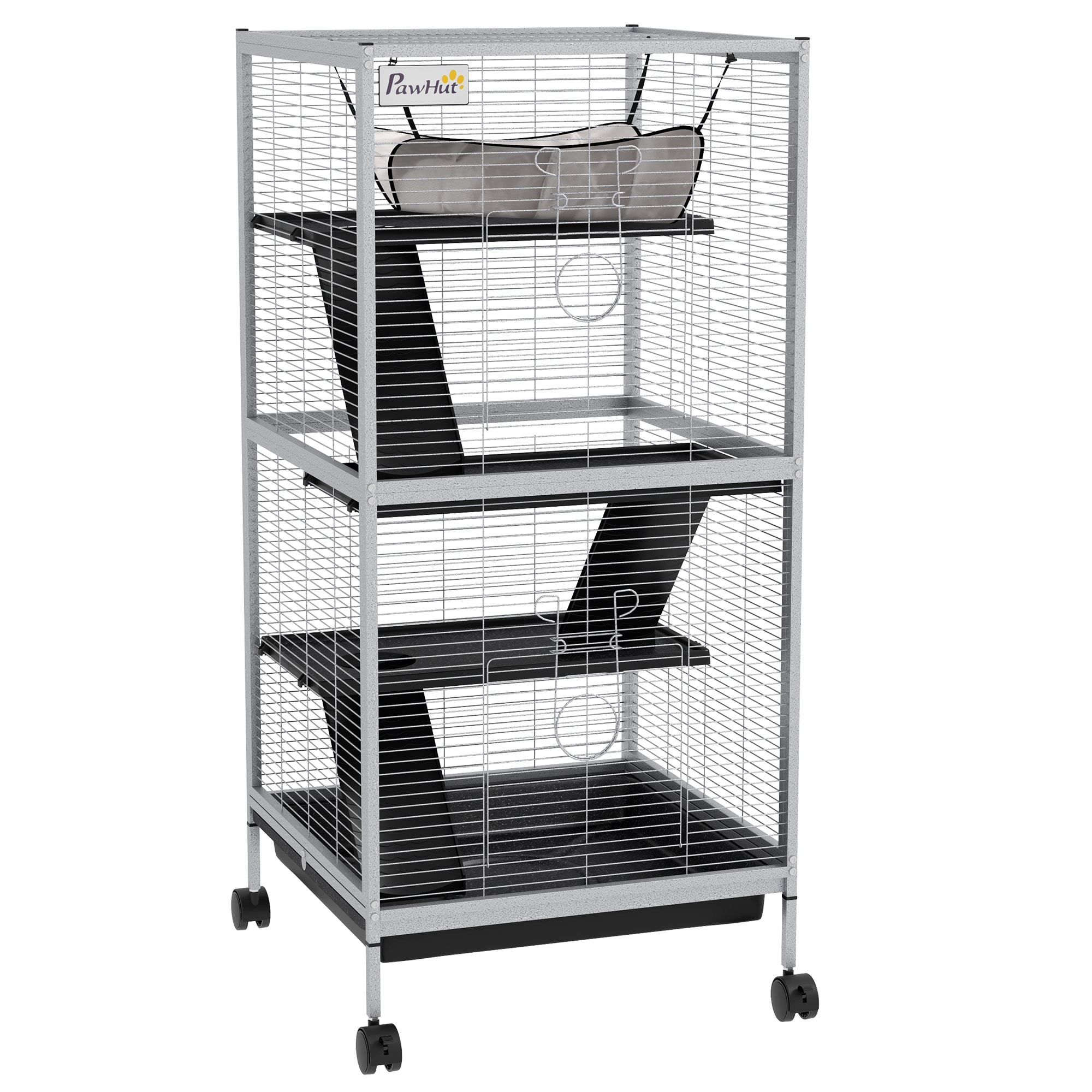 LUXEYARD Metal Small Animal Cage Rolling Big Ferret Cage Chinchilla ...