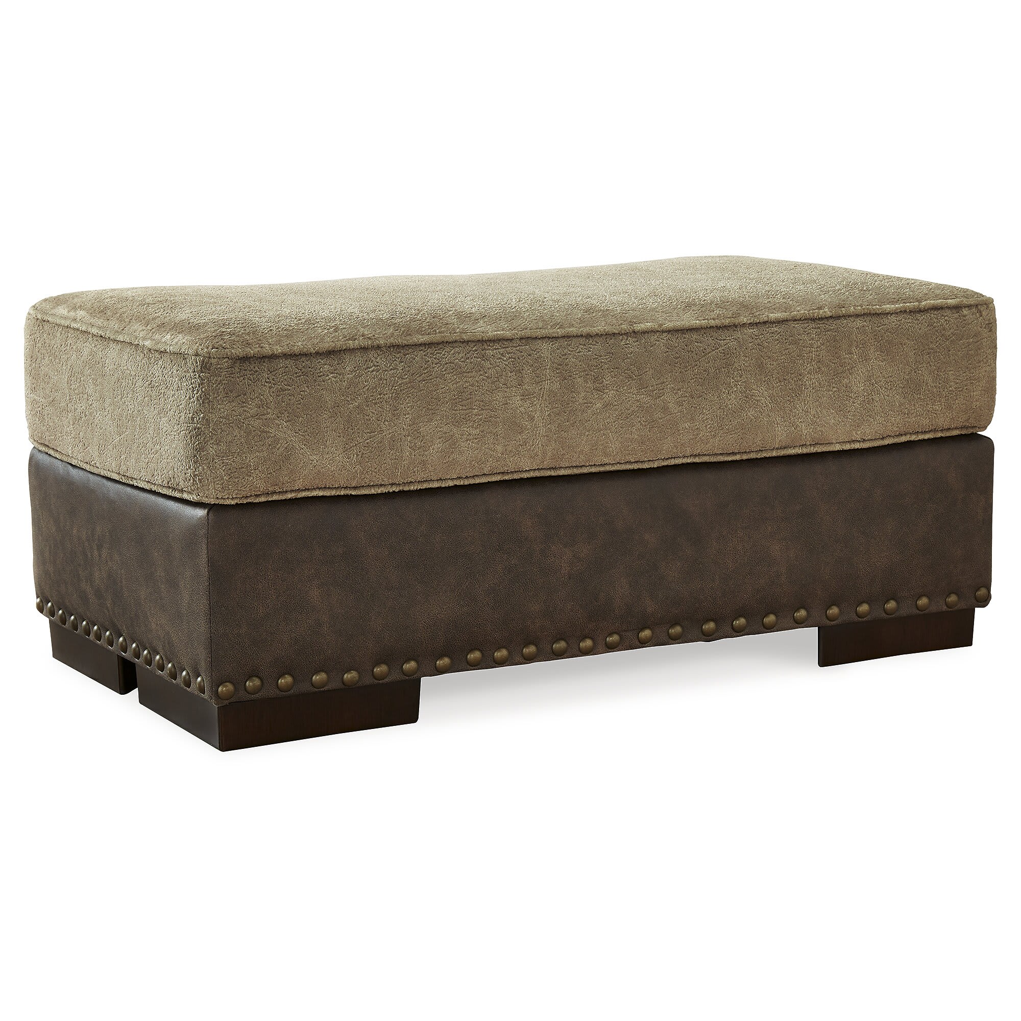 Signature Design by Ashley Alesbury Chocolate Ottoman with Faux Leather ...