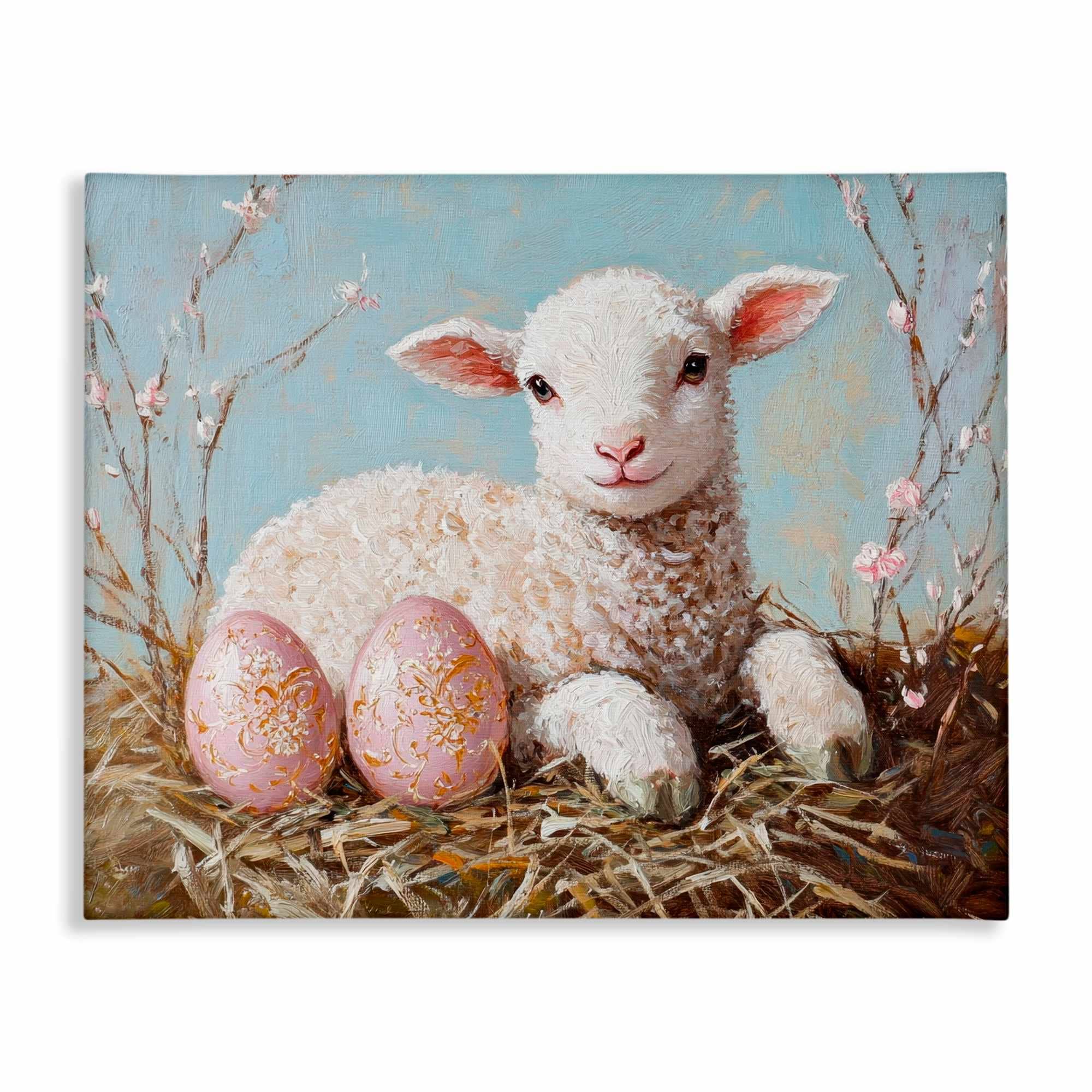 Stupell Industries Easter Lamb and Eggs Canvas Art 48 x 36 in the Wall ...