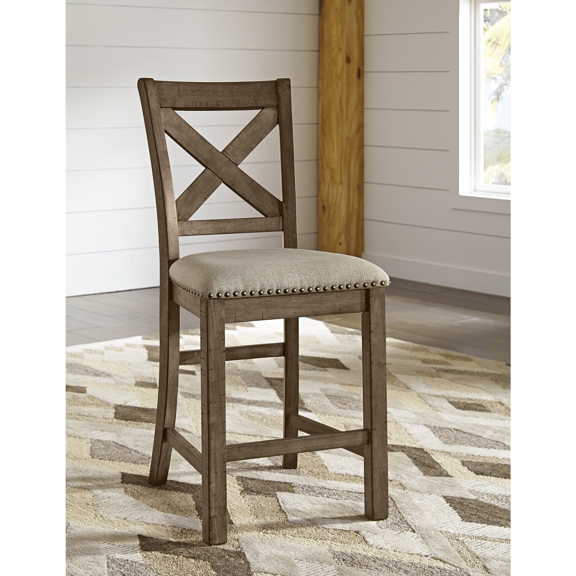 Signature Design by Ashley Moriville Beige Counter Height Bar Stool ...